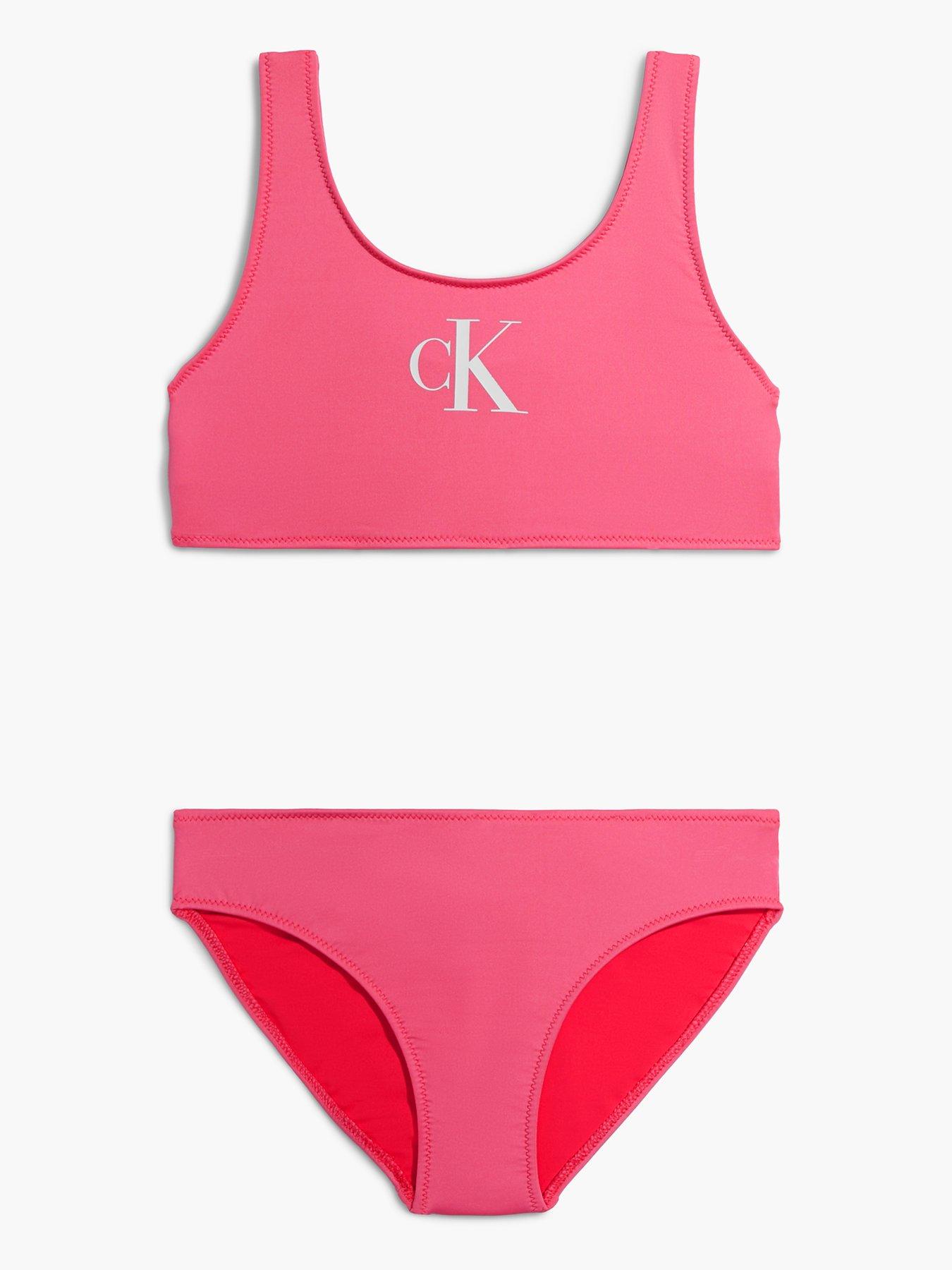 Calvin Klein Girls Bralette CK Bikini Set - Pink | littlewoods.com