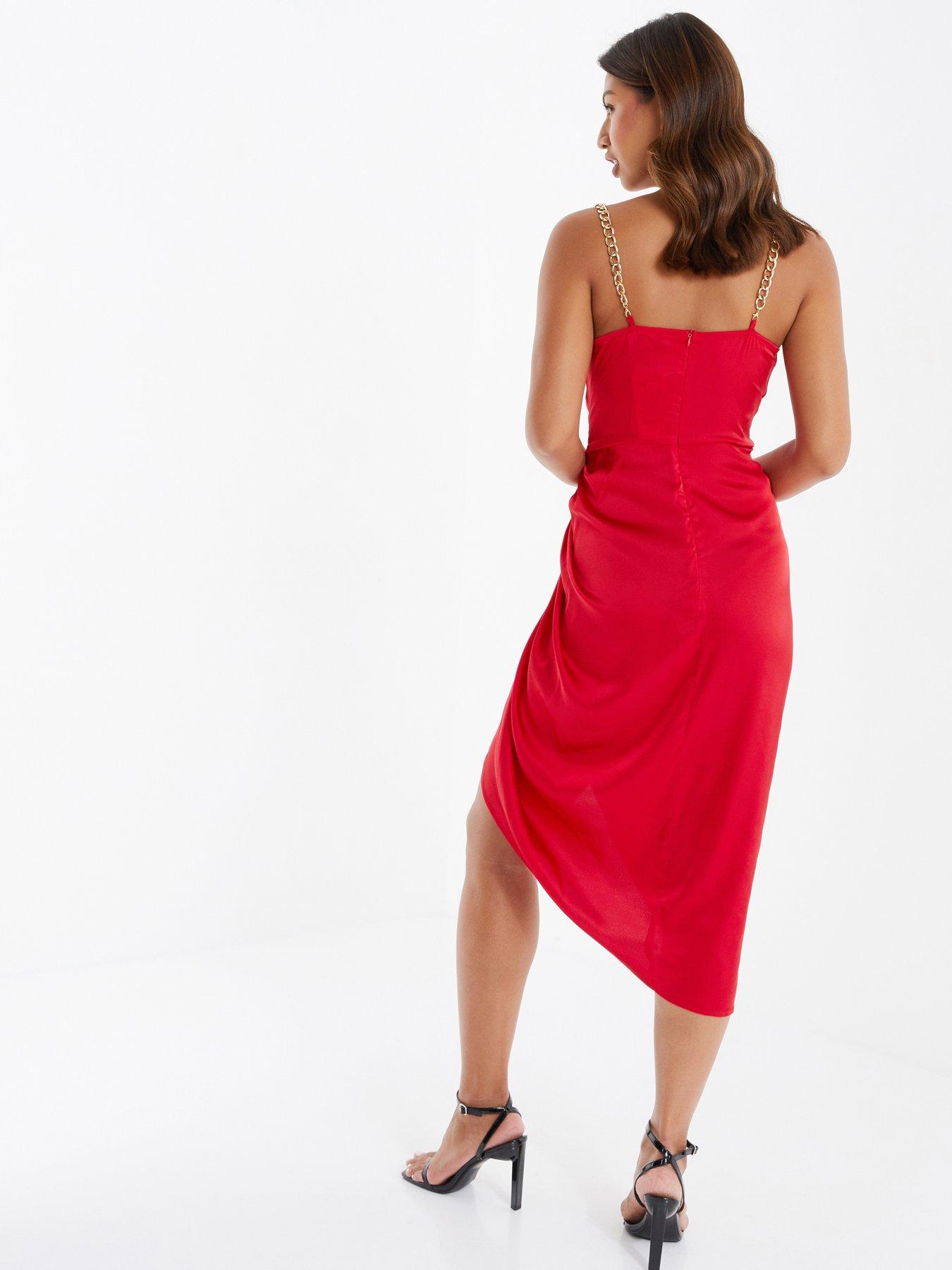 Quiz Satin Cowl Neck Dress - Red | littlewoods.com