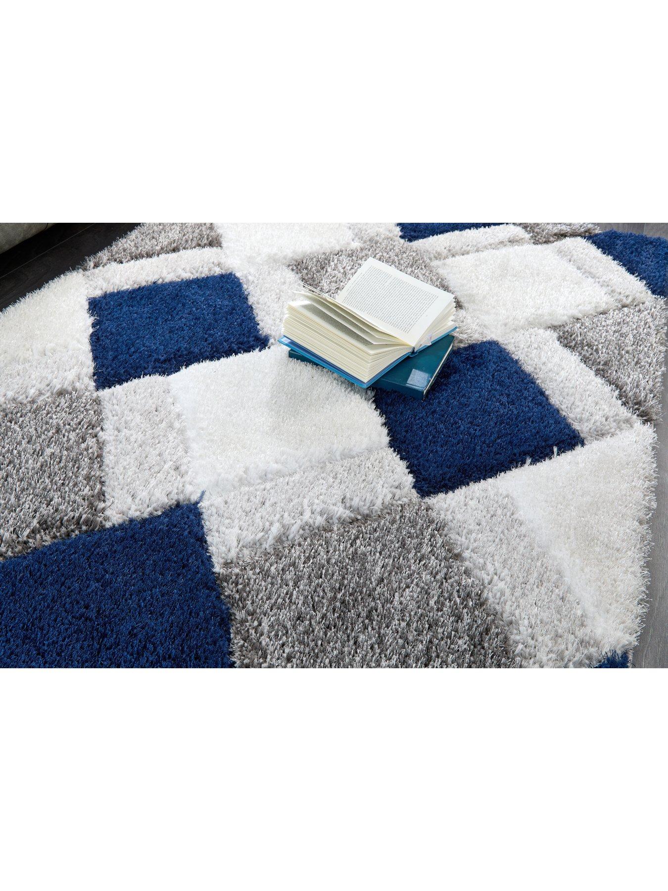 Very Home 3D Geo Shaggy Navy Rug in 3 size options | Littlewoods