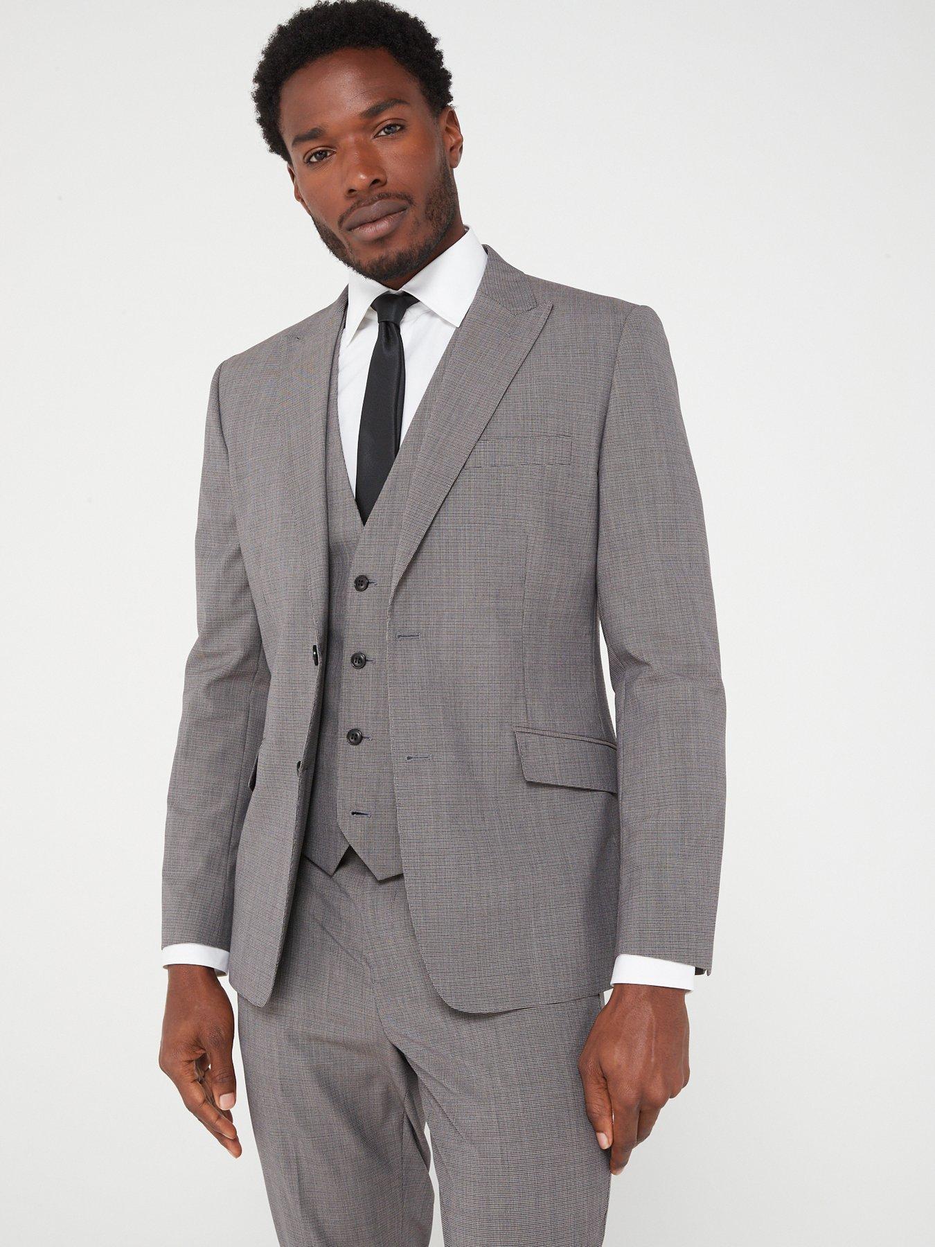 Peter Werth X Very Slim Fit Dogtooth Suit Jacket - Brown | Littlewoods