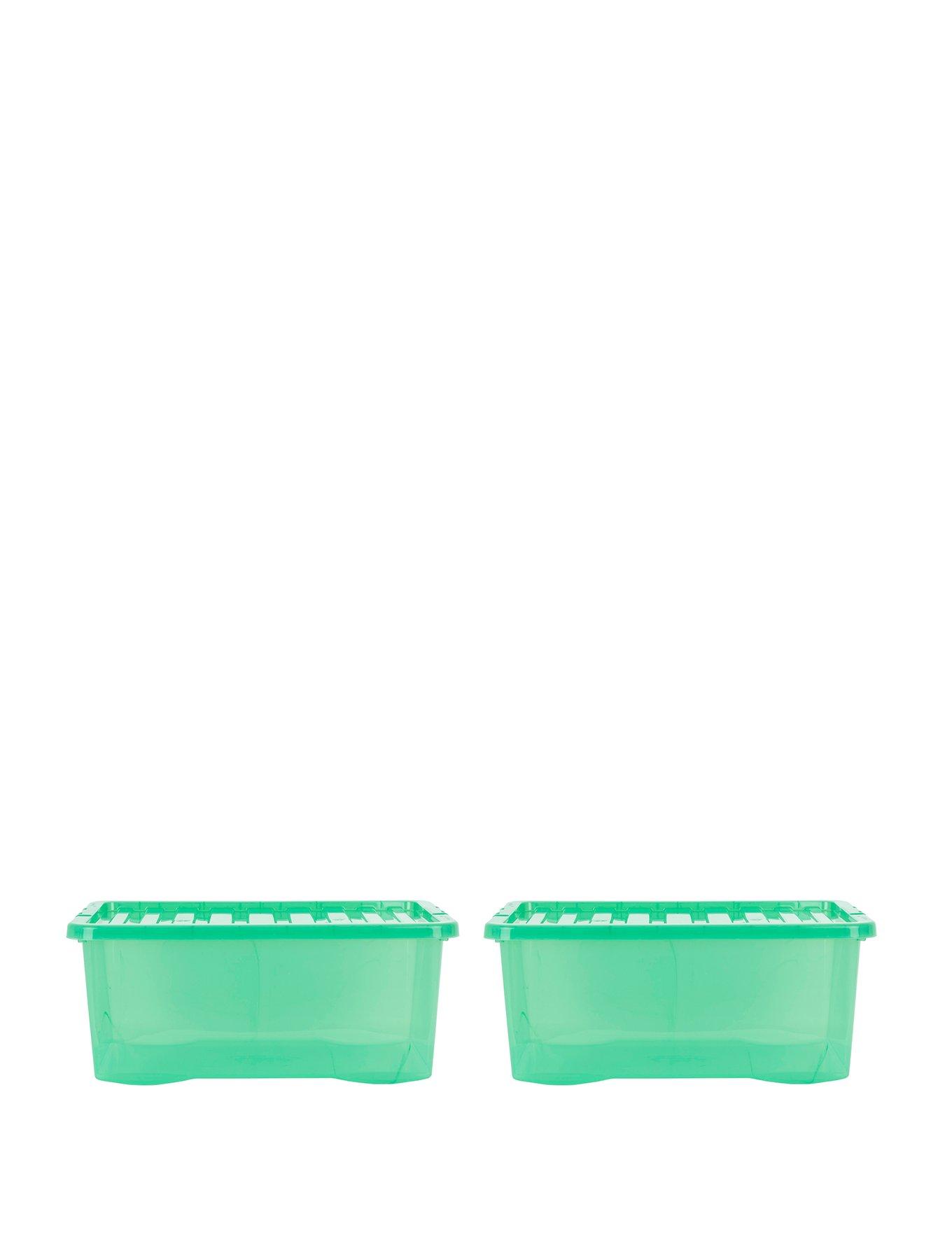 Wham Set of 2 Crystal Green Storage Boxes – 45-litre Capacity ...