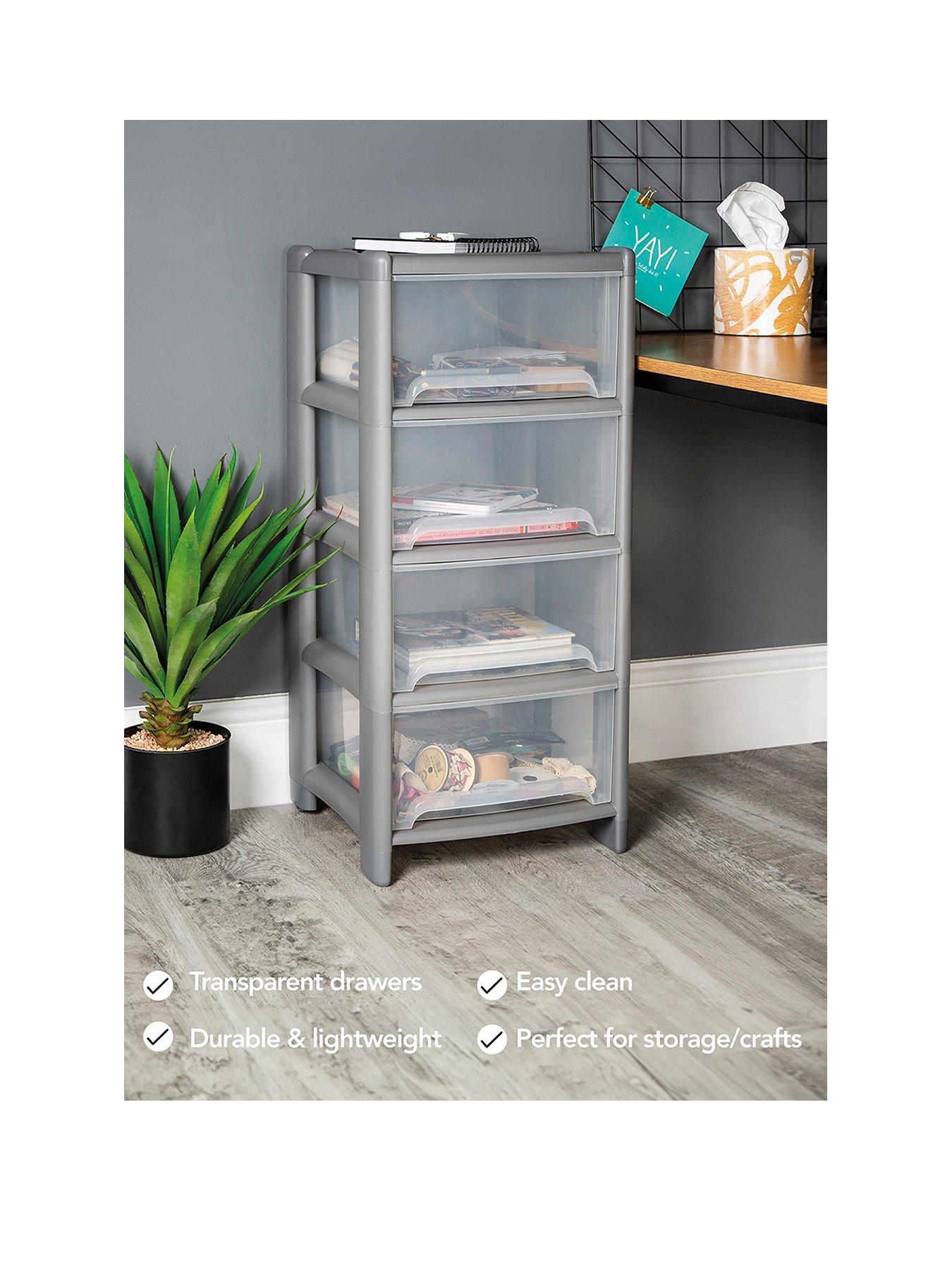 Wham Deep 4-Drawer Storage Unit - Light Grey | littlewoods.com