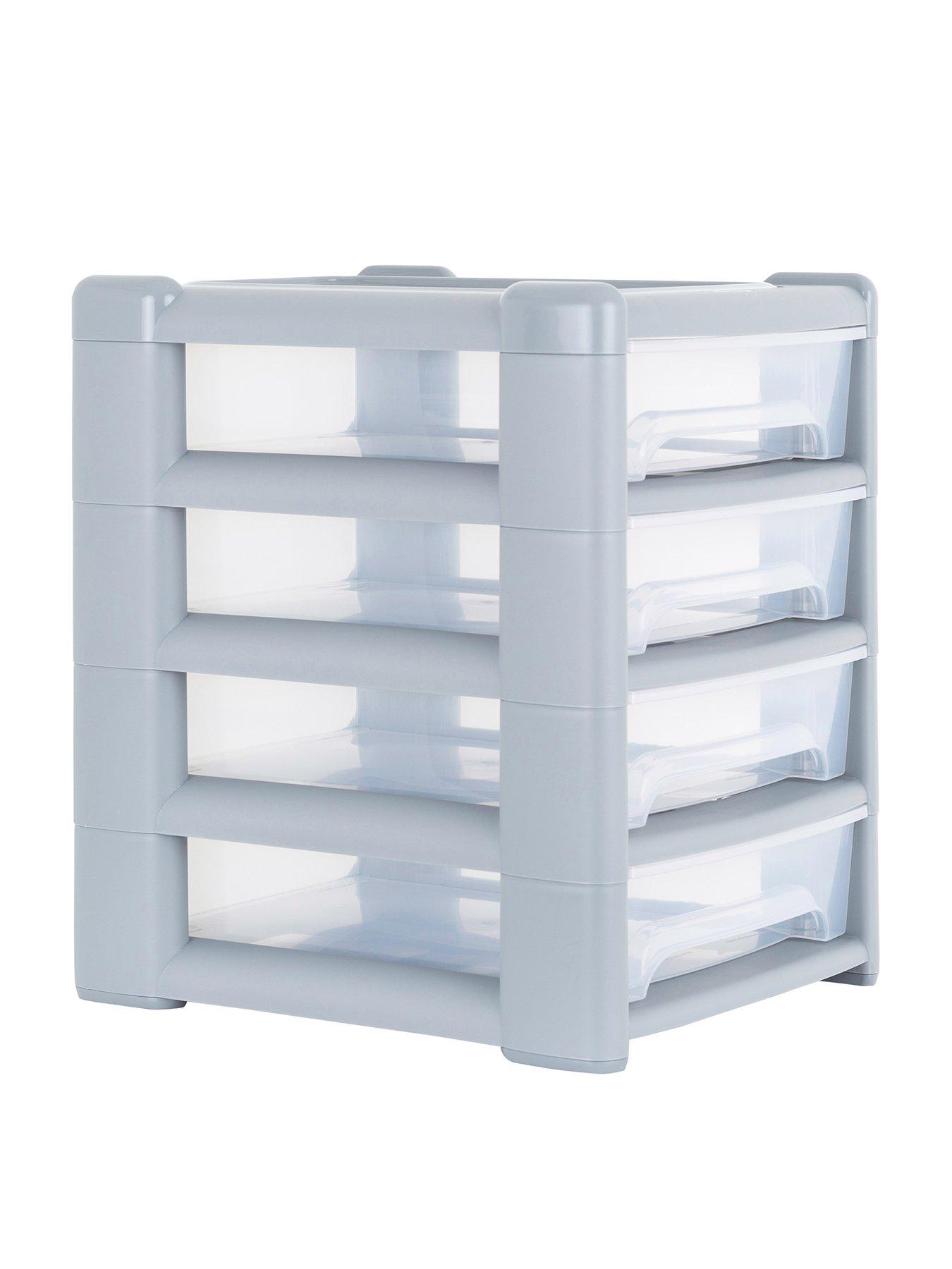 Wham Shallow 4-Drawer Storage Unit in Light Grey | littlewoods.com
