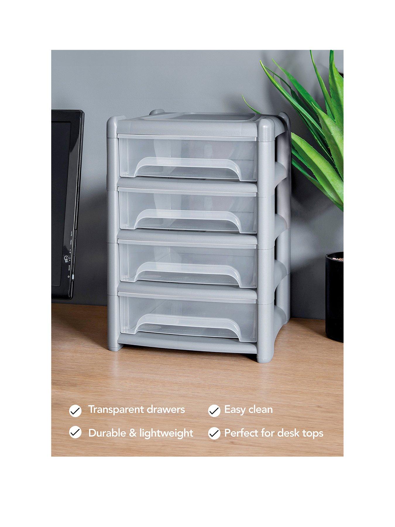 Wham Shallow 4-Drawer Storage Unit in Light Grey | Littlewoods