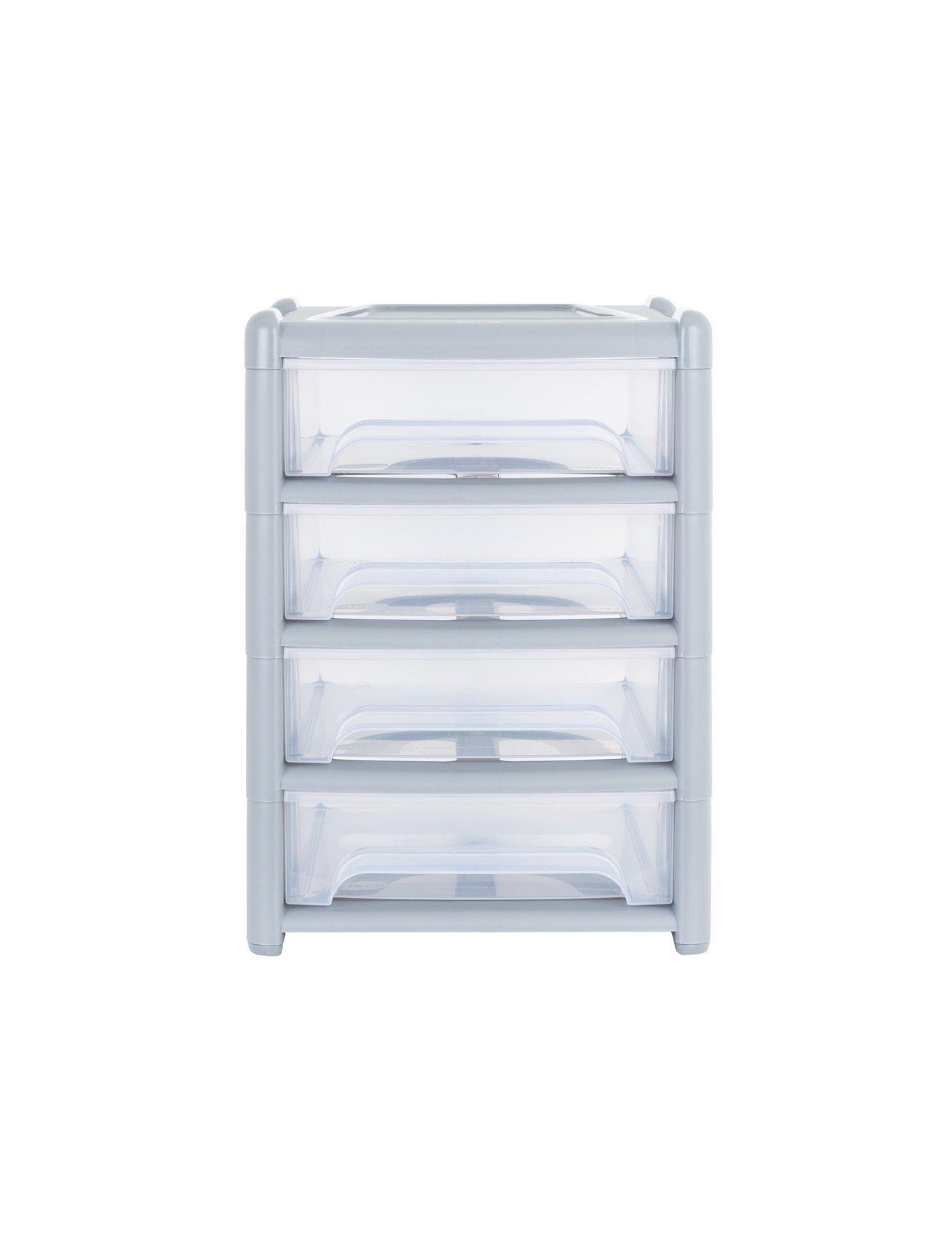 Wham Shallow 4-Drawer Storage Unit in Light Grey | Littlewoods