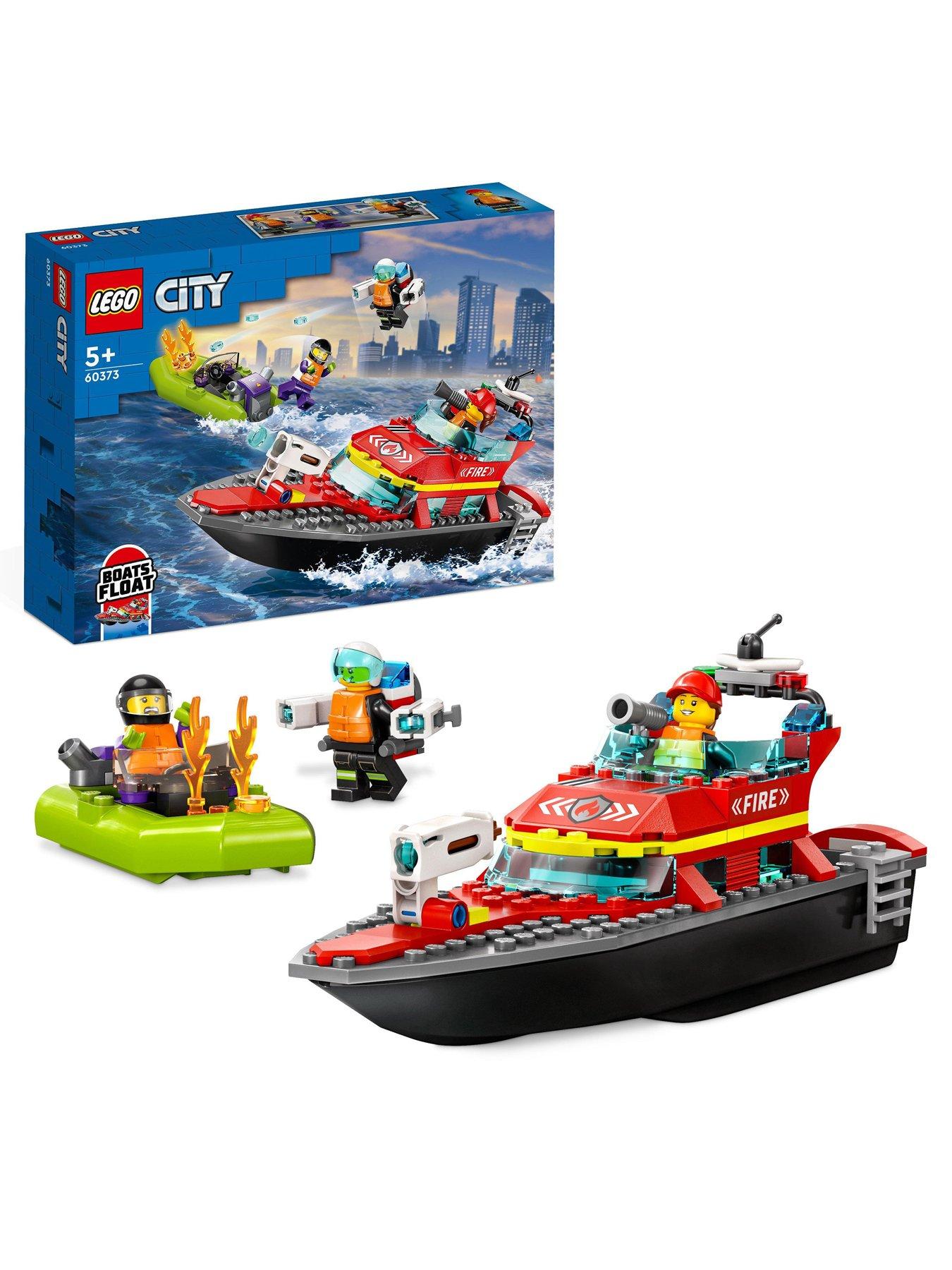 LEGO City Fire Rescue Boat Toy Building Set 60373 | Littlewoods