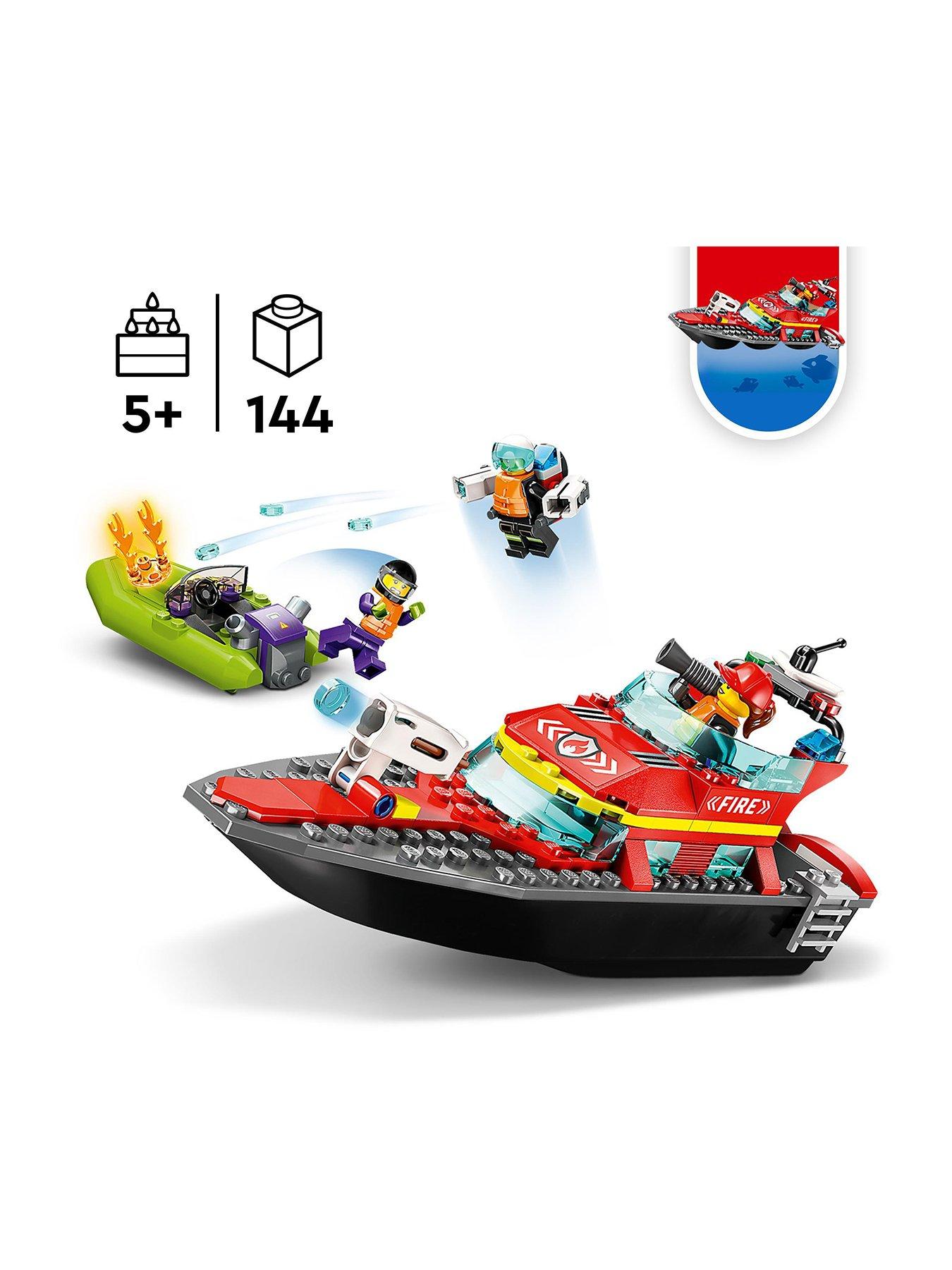 LEGO City Fire Rescue Boat Toy Building Set 60373 | littlewoods.com