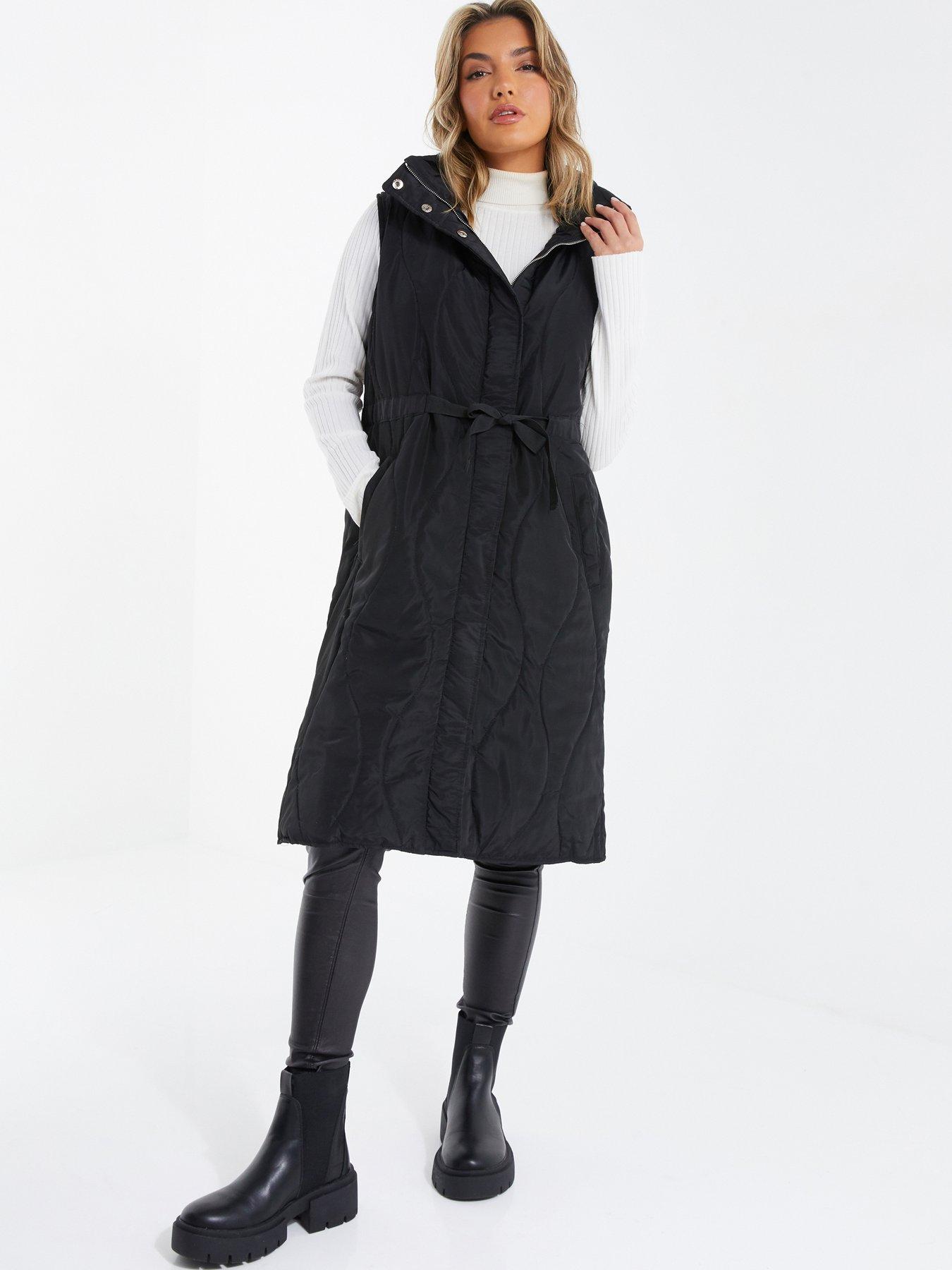 Quiz Padded Tie Front Gilet - Black | littlewoods.com