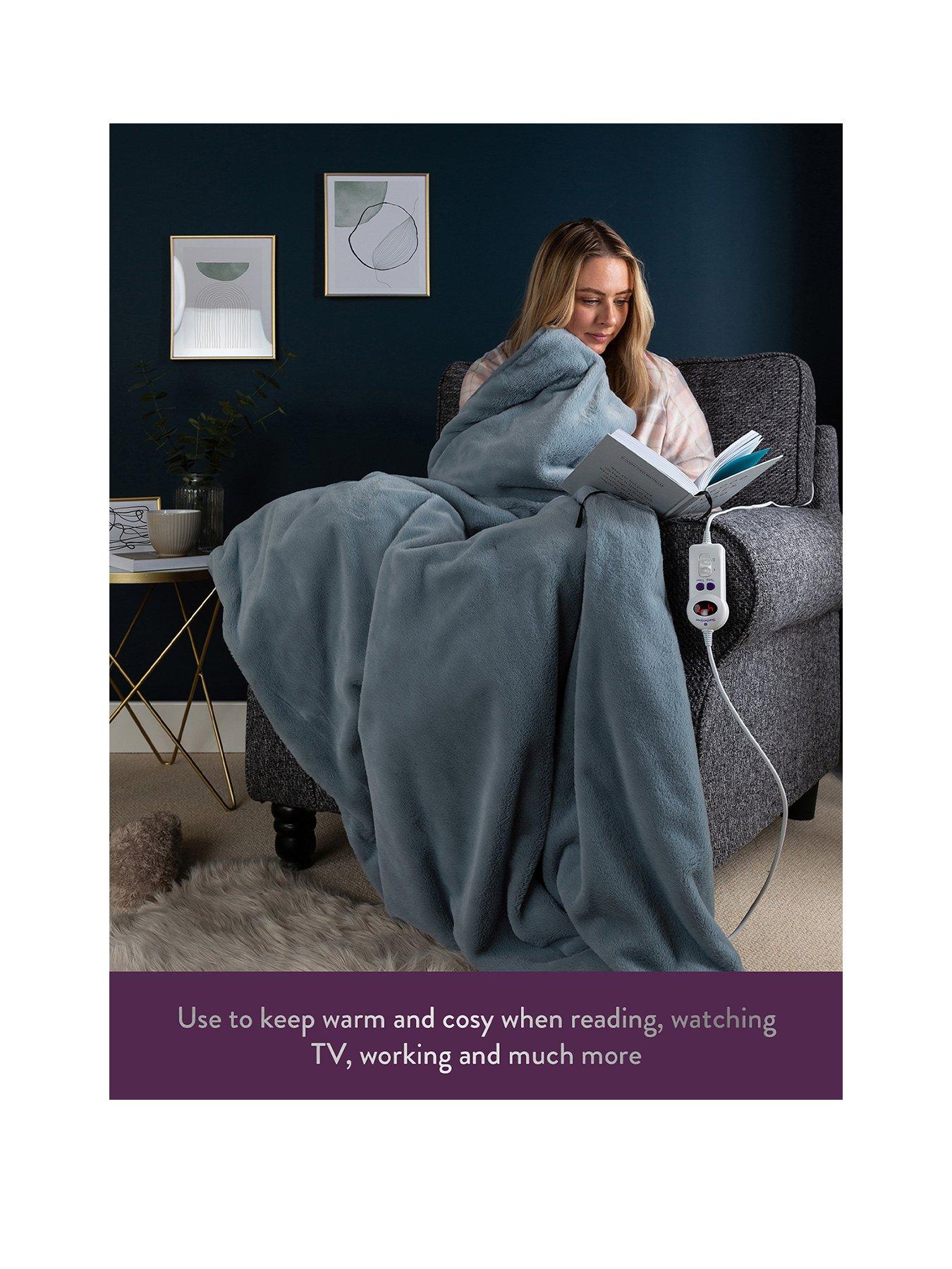 Slumberdown Elegantly Warm Heated Throw - Blue | Littlewoods