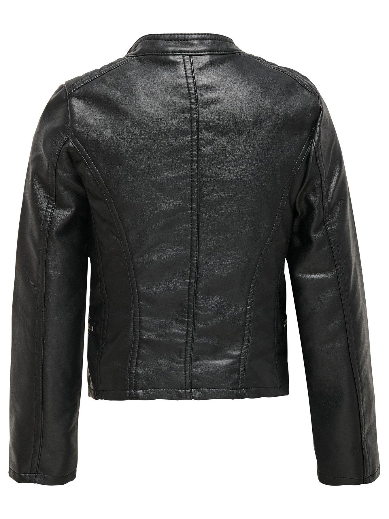 Only Kids Girls Freya Faux Leather Biker Jacket - Black | Littlewoods