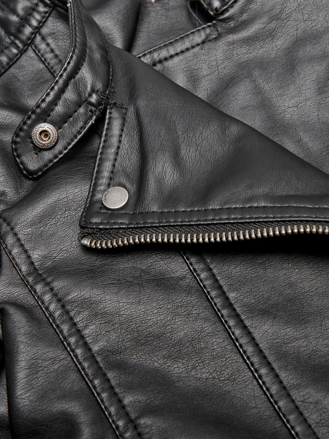 Only Kids Girls Freya Faux Leather Biker Jacket - Black | Littlewoods