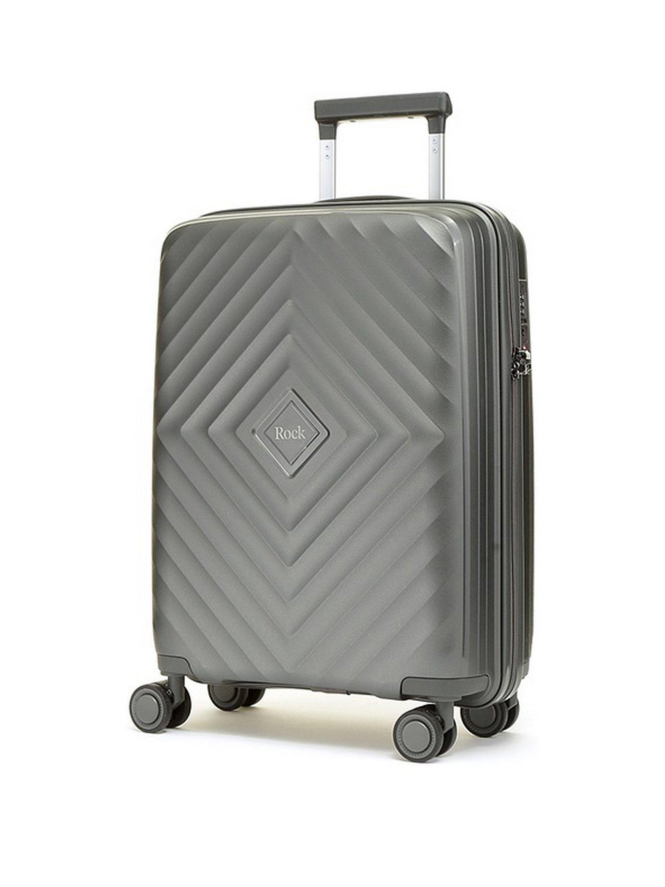 Rock Luggage Infinity 8 Wheel Hardshell Cabin Suitcase - Charcoal ...