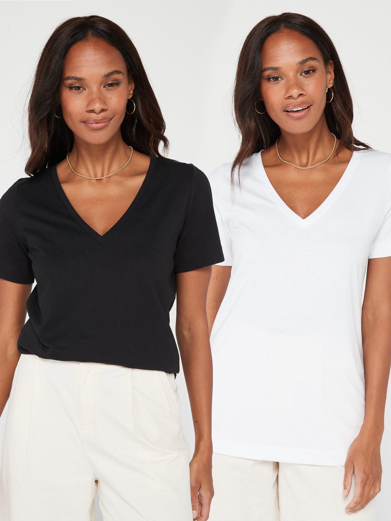 The Very Collection 2 Pack Basic V Neck T-Shirts - Multi | Littlewoods