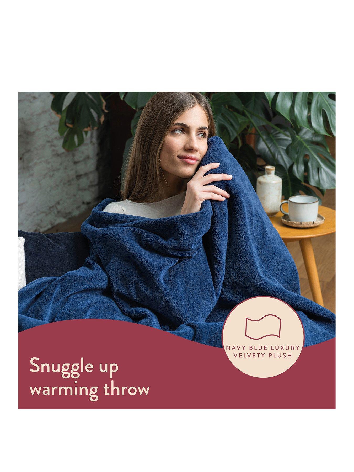 Dreamland Relaxwell Luxury Heated Navy Throw | Littlewoods