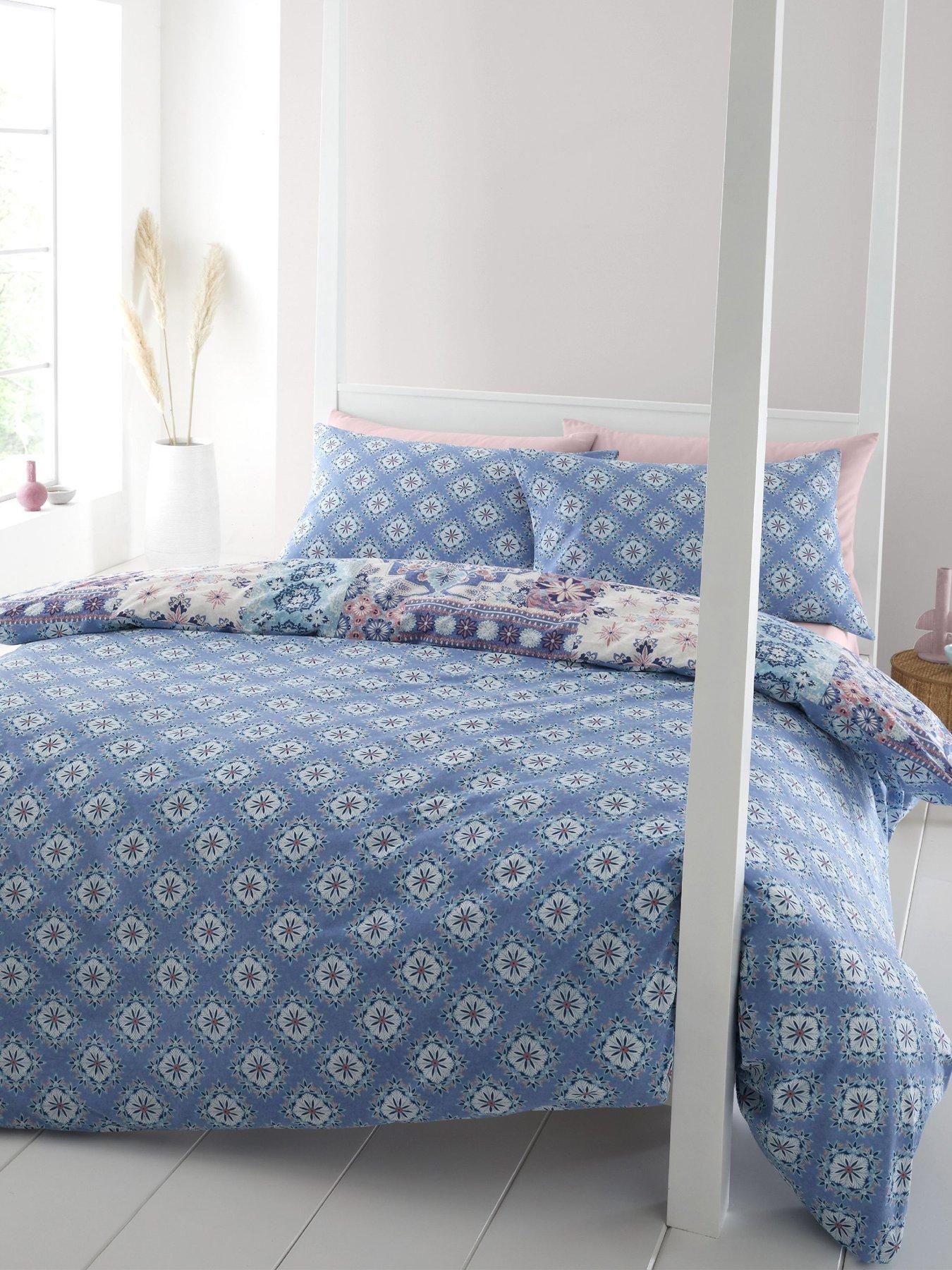 Catherine Lansfield Boho Patchwork Duvet Cover Set - Blue | Littlewoods