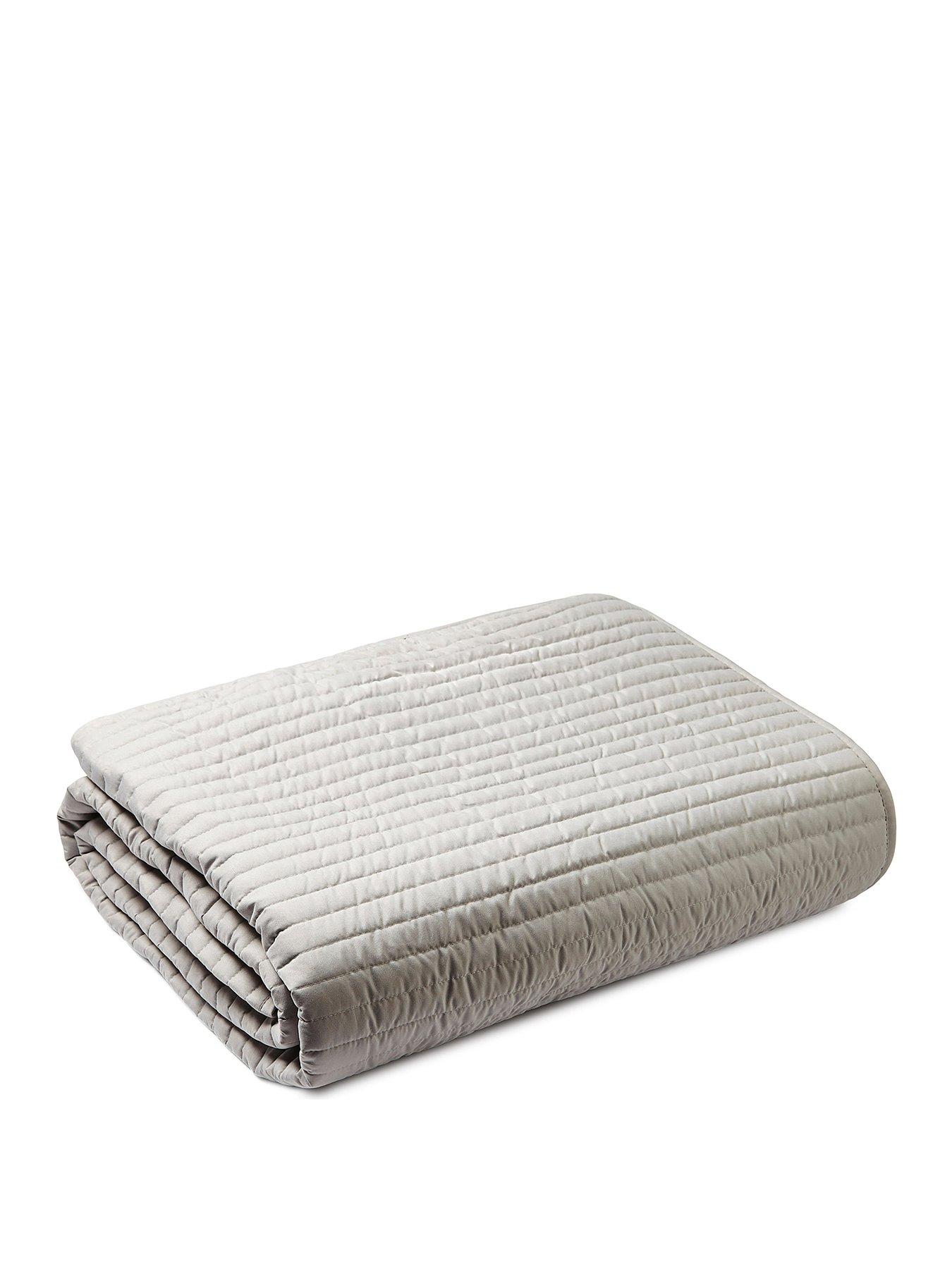 Bianca Quilted Lines Bedspread Throw in Silver | littlewoods.com