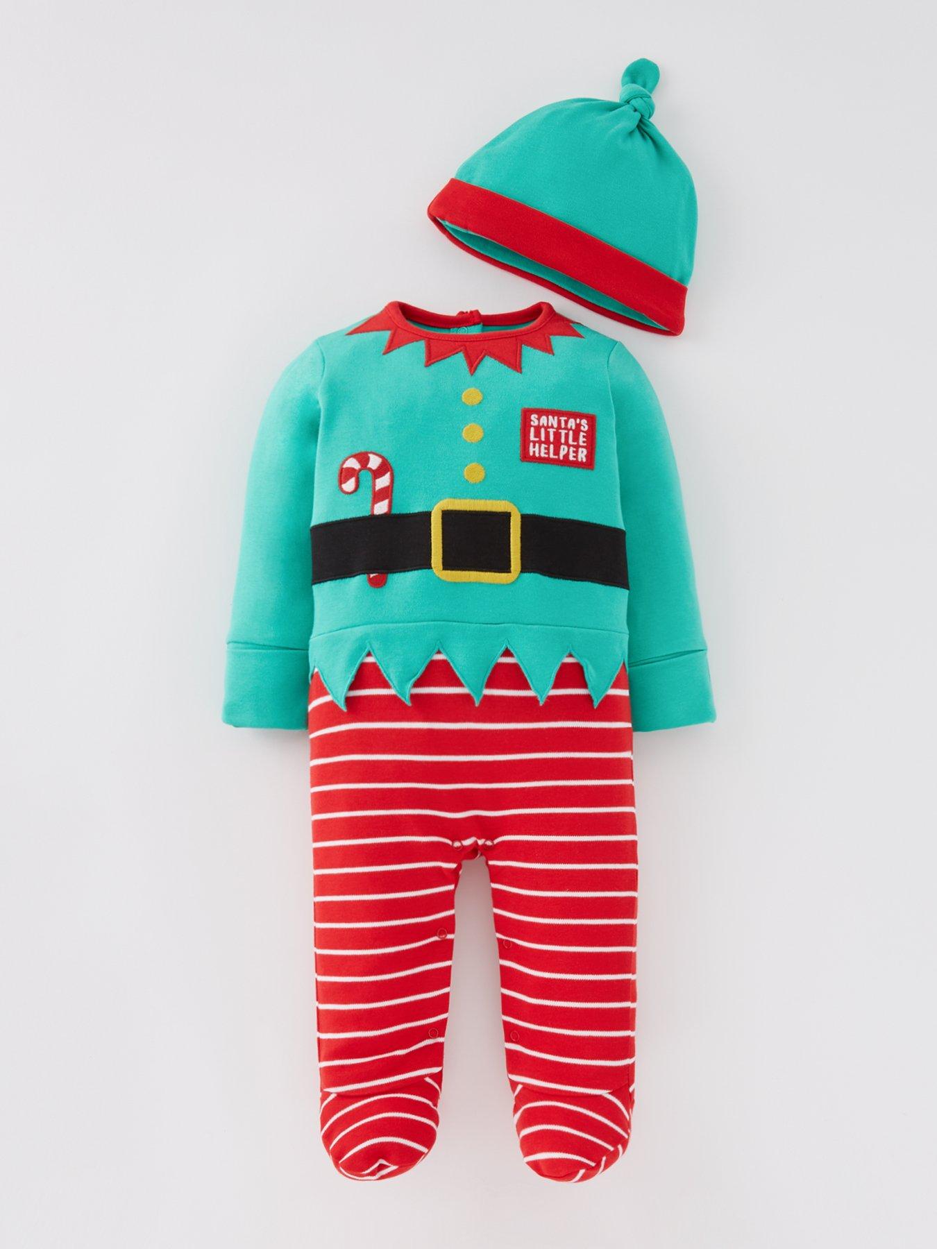 Mini V by Very Unisex Elf Sleepsuit and Hat Set - Green | littlewoods.com