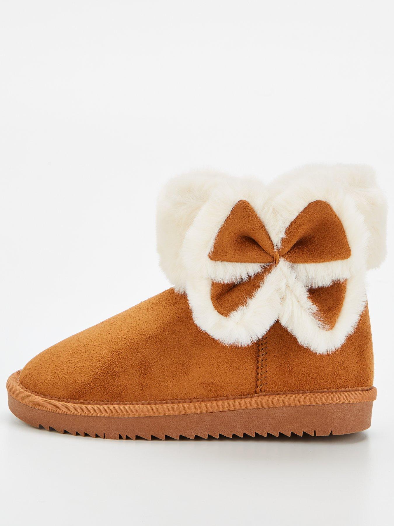 Everyday Girls Bow Snug Boot With Warm Lining - Brown | littlewoods.com