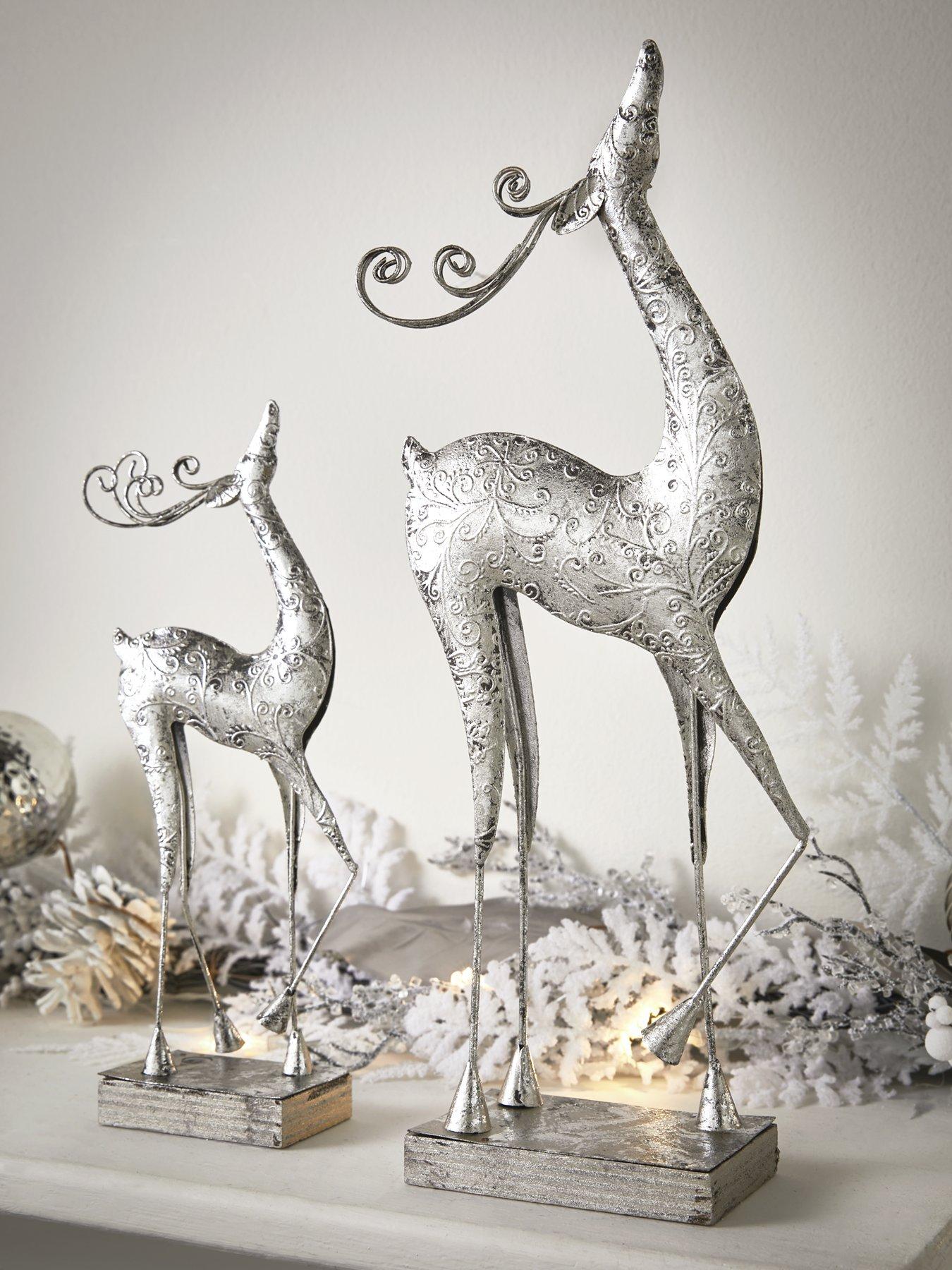Heaven Sends Set of 2 Curly Antler Reindeer Christmas Room Ornaments ...