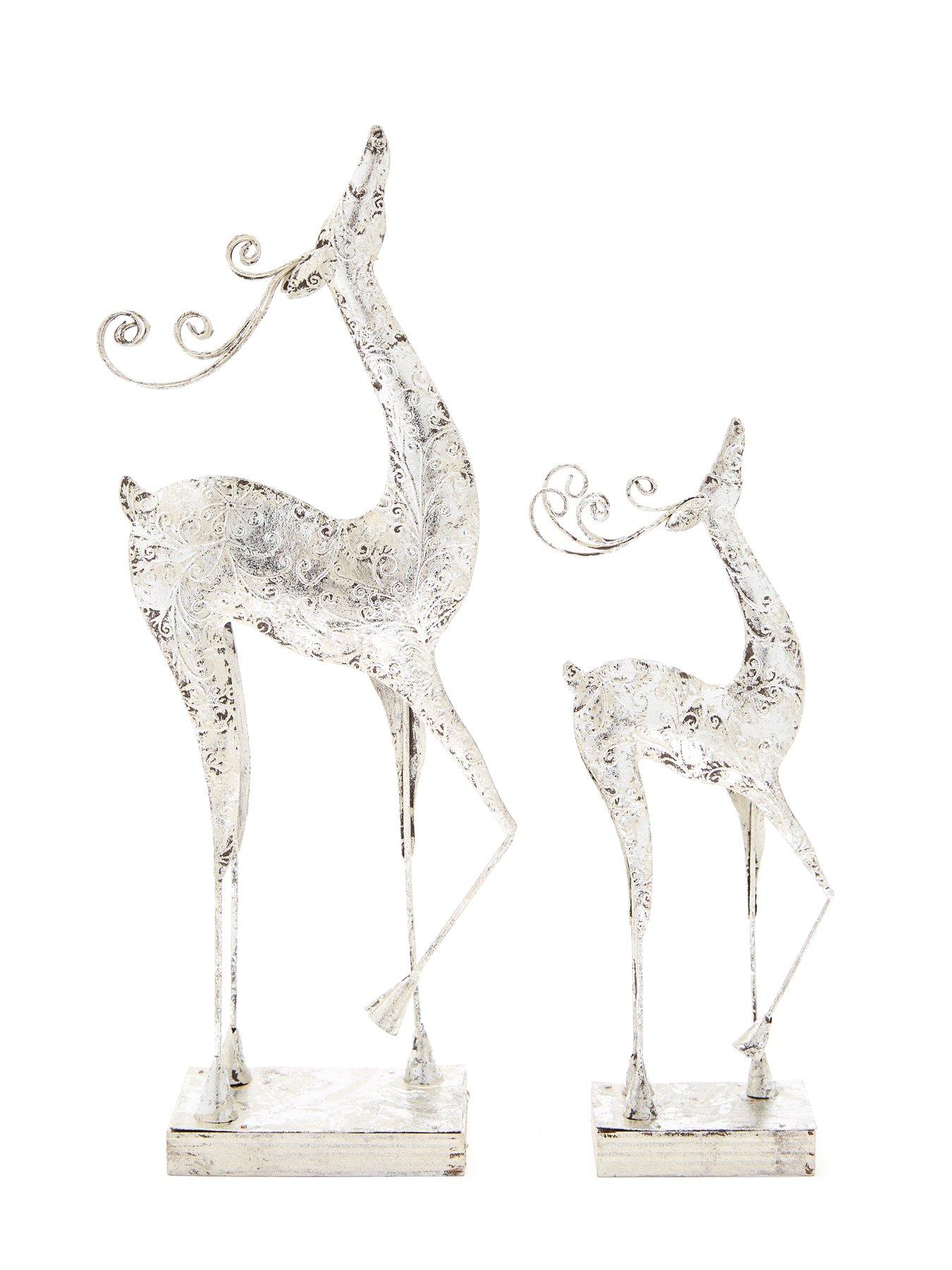 Heaven Sends Set of 2 Curly Antler Reindeer Christmas Room Ornaments ...