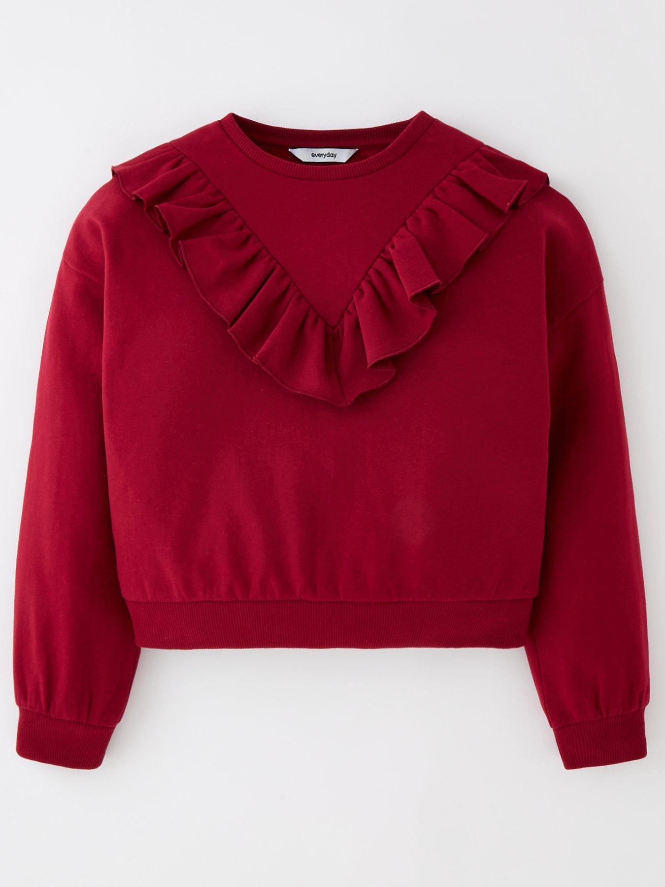 Everyday Girls Essentials Frill Sweat Jumper - Pink | littlewoods.com