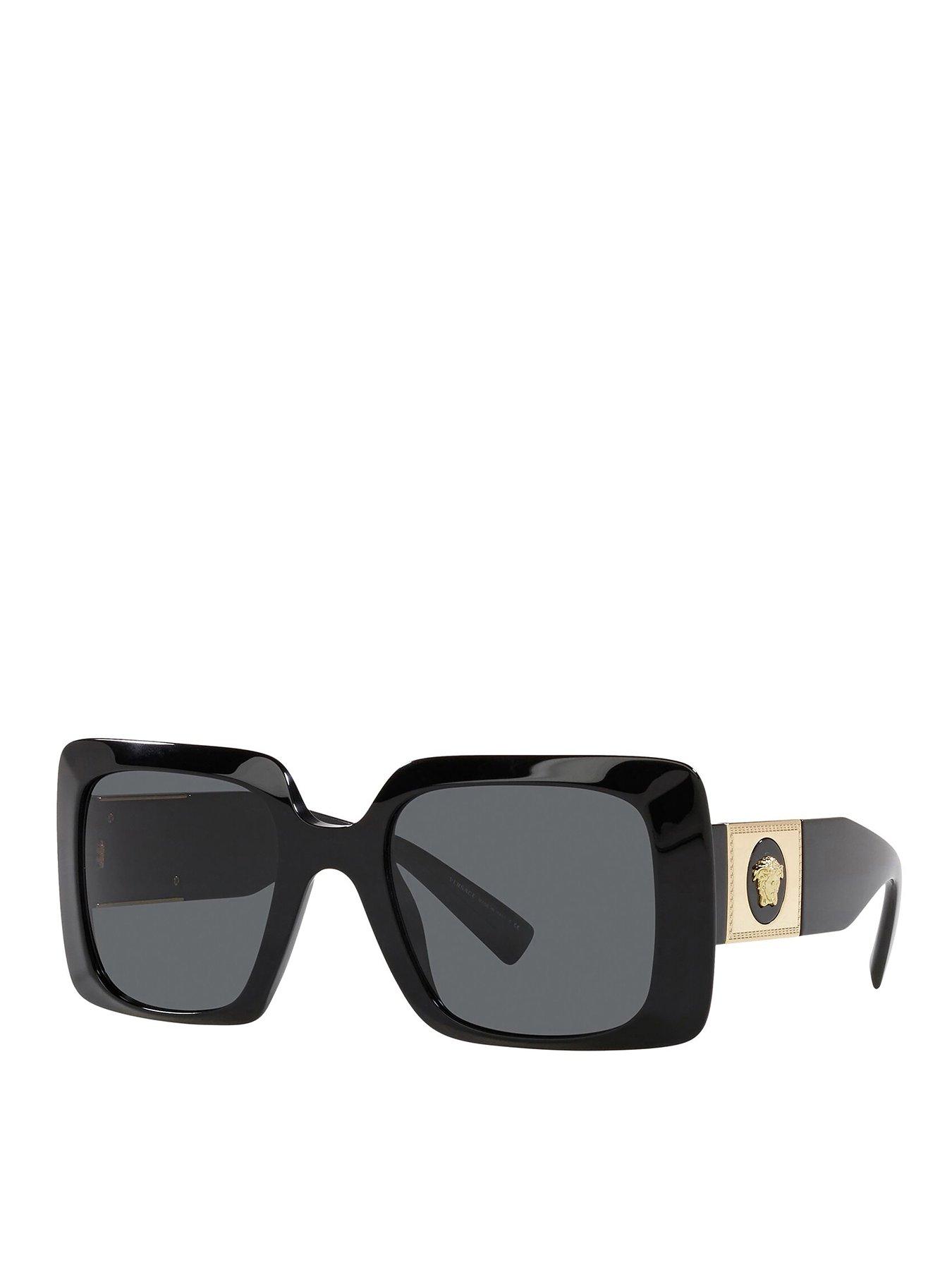 VERSACE Rectangle Acetate Sunglass - Black | Littlewoods