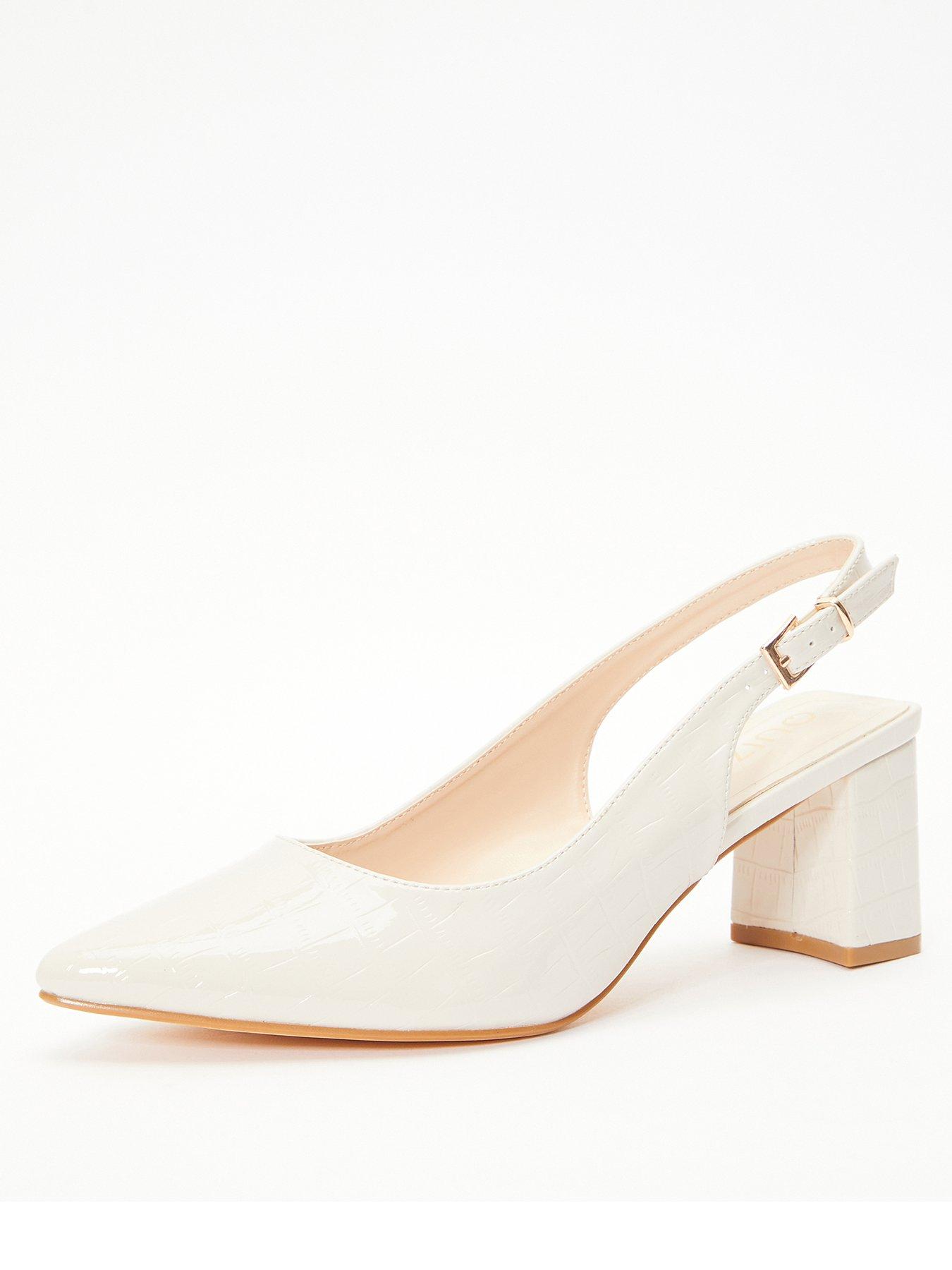 Quiz Wide Fit Patent Slingback Court Block Heels | littlewoods.com