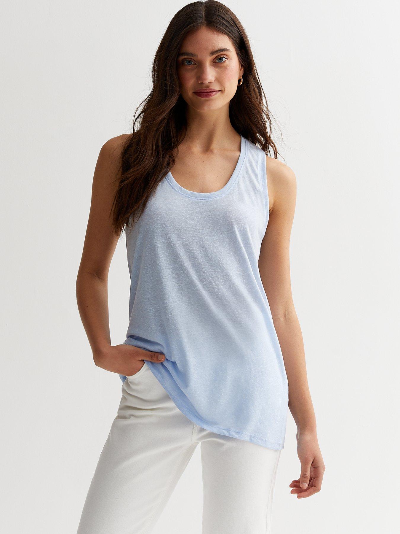 New Look Pale Blue Long Vest | littlewoods.com