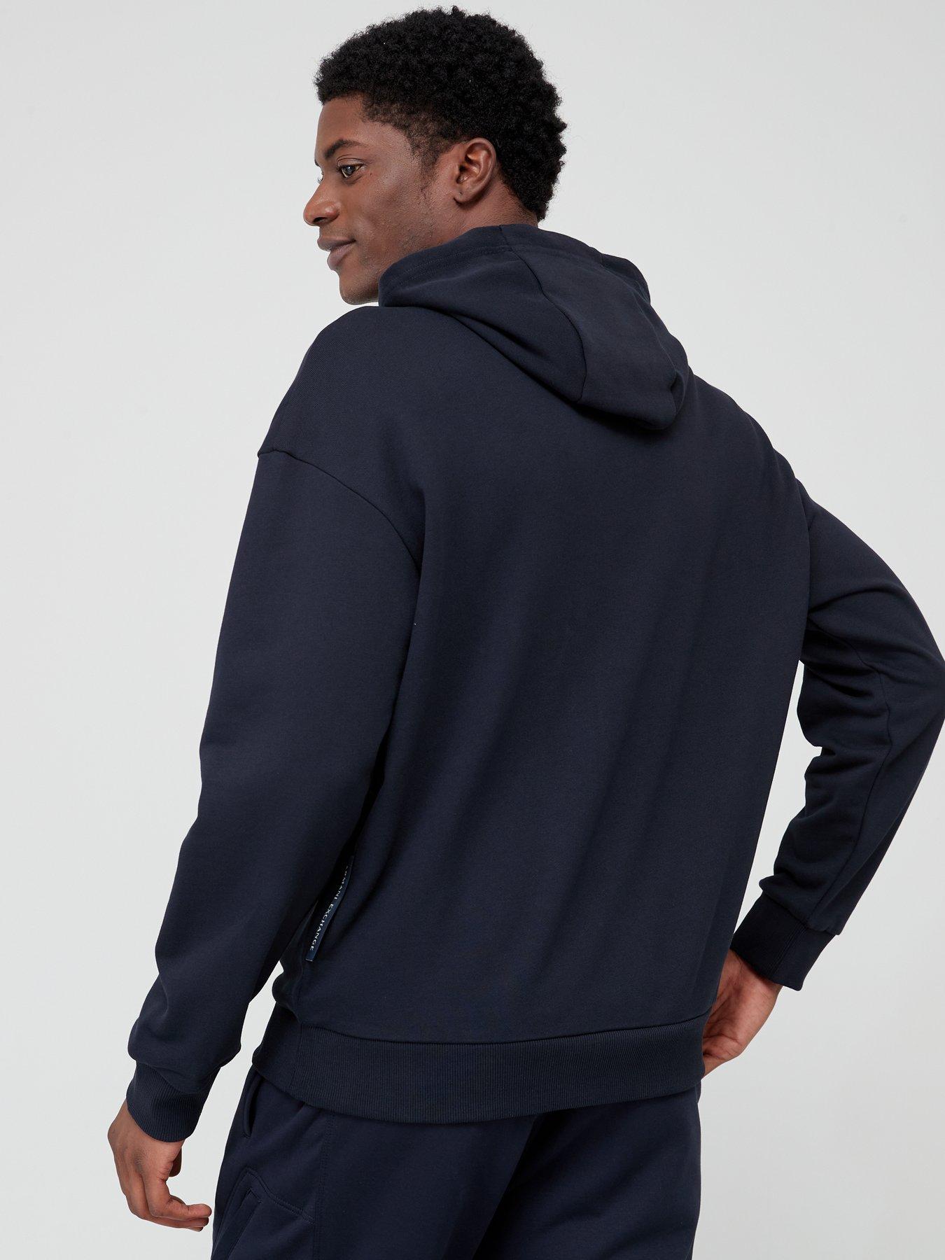 Armani Exchange AX Logo Overhead Hoodie - Navy | littlewoods.com