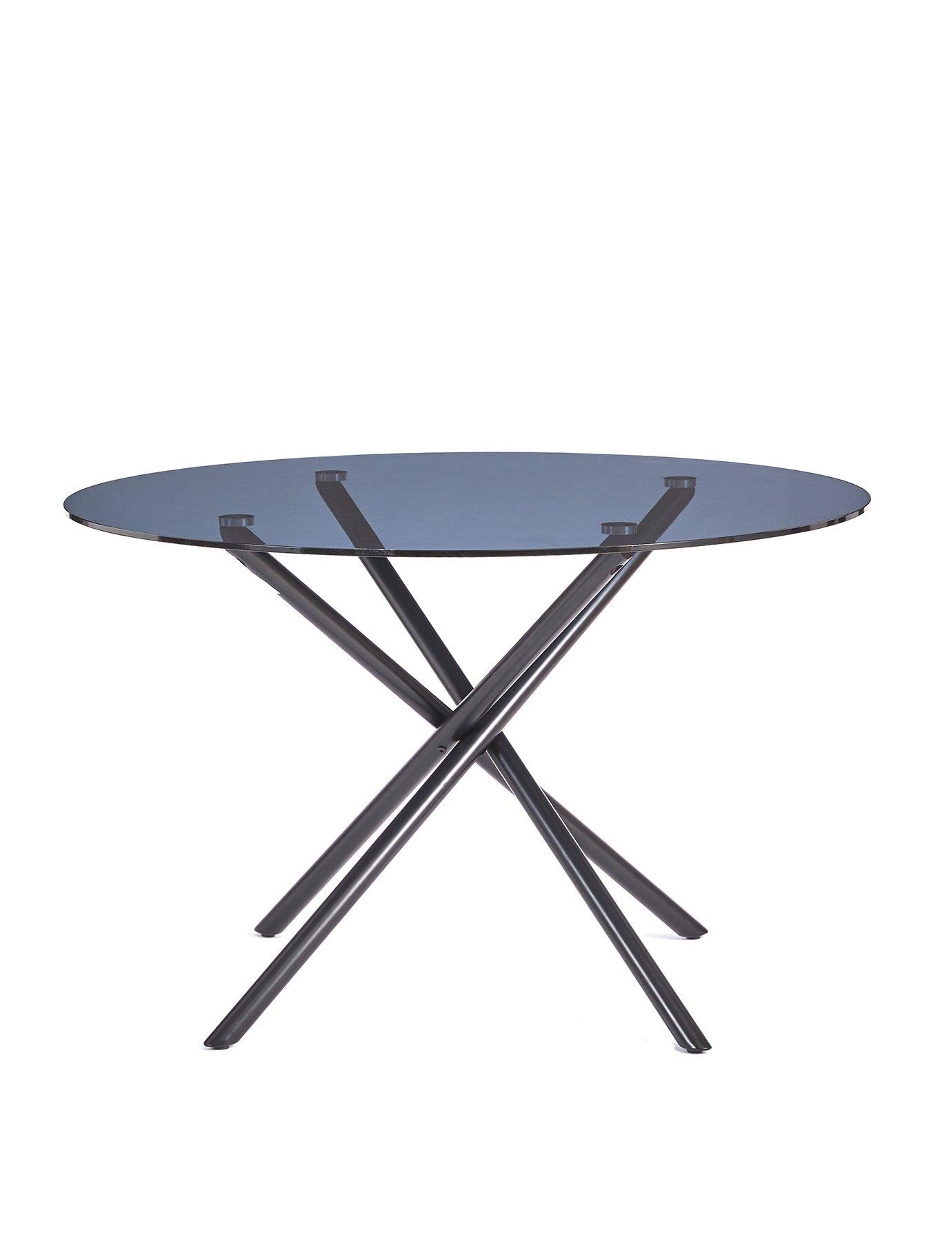 Very Home Angel Glass Top 120 cm Dining Table with 4 Angel Boucle ...
