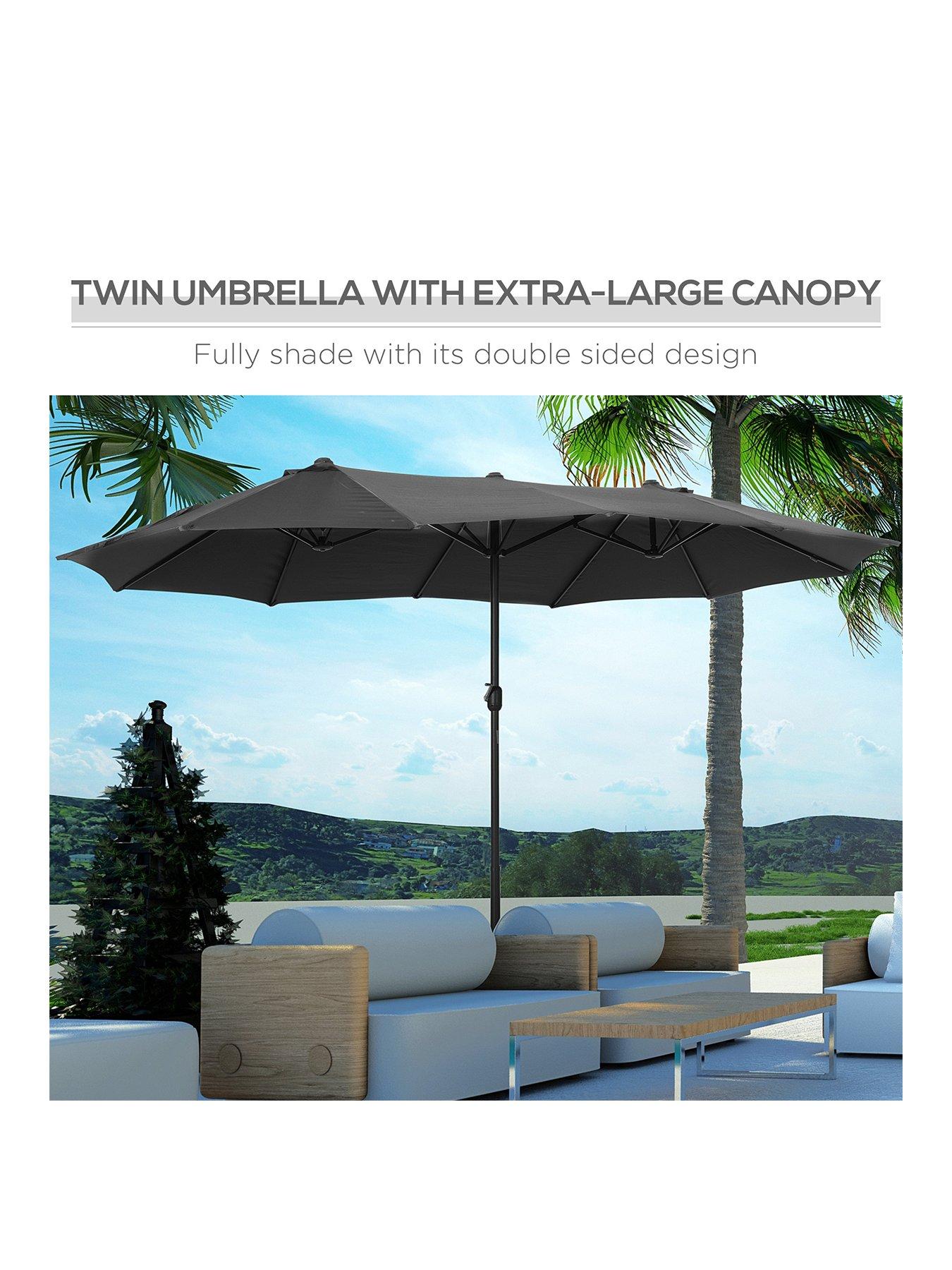 OutSunny 4.6M Sun Umbrella Canopy Double-sided Crank Sun Shade Parasol ...