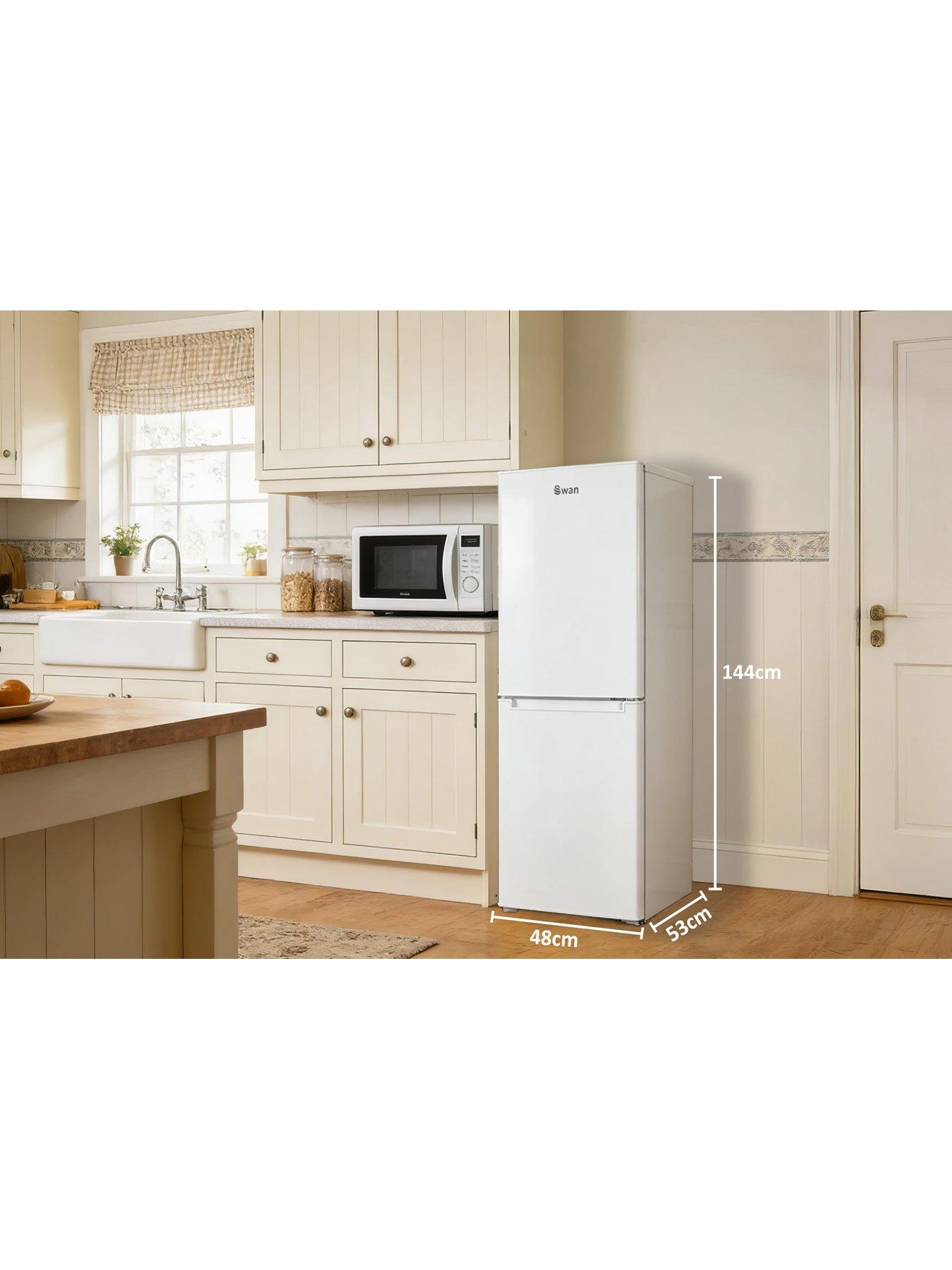 Swan SR15690W 48cm Wide, 144cm High, 50/50 Split Compact Fridge Freezer ...