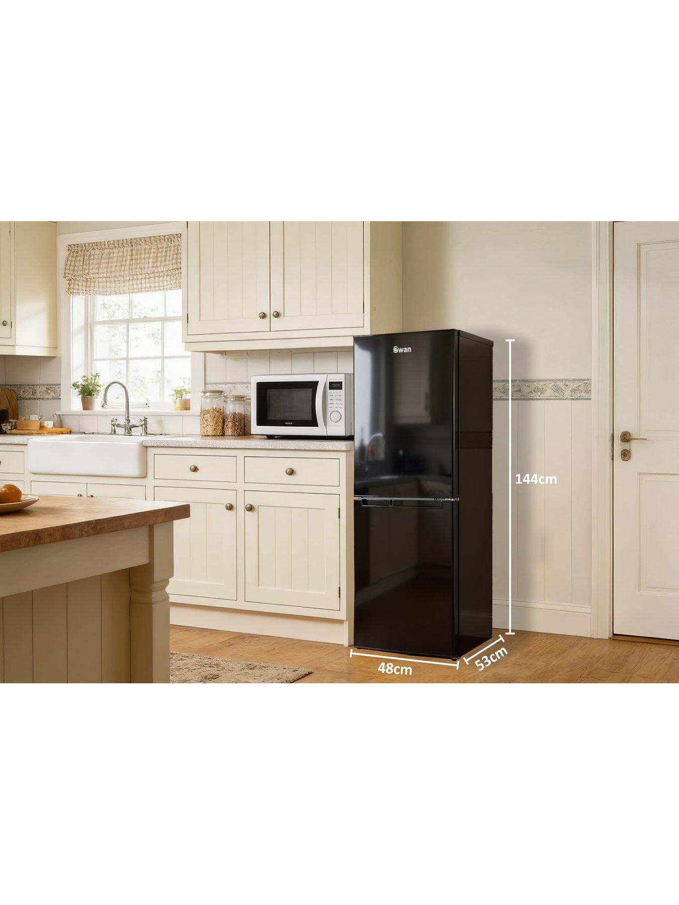 Swan SR15690B 48cm Wide, 144cm High, 50/50 Split Compact Fridge Freezer ...