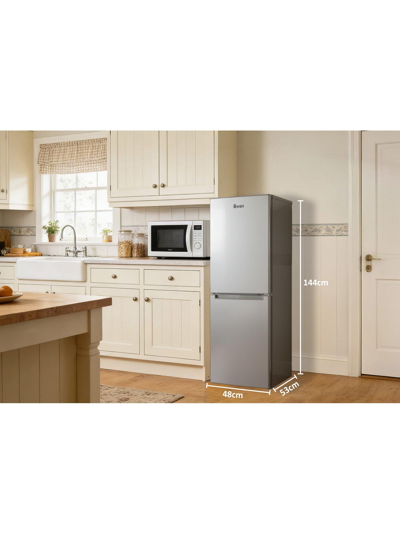 Swan SR15690S 48cm Wide, 144cm High, 50/50 Split Compact Fridge Freezer ...