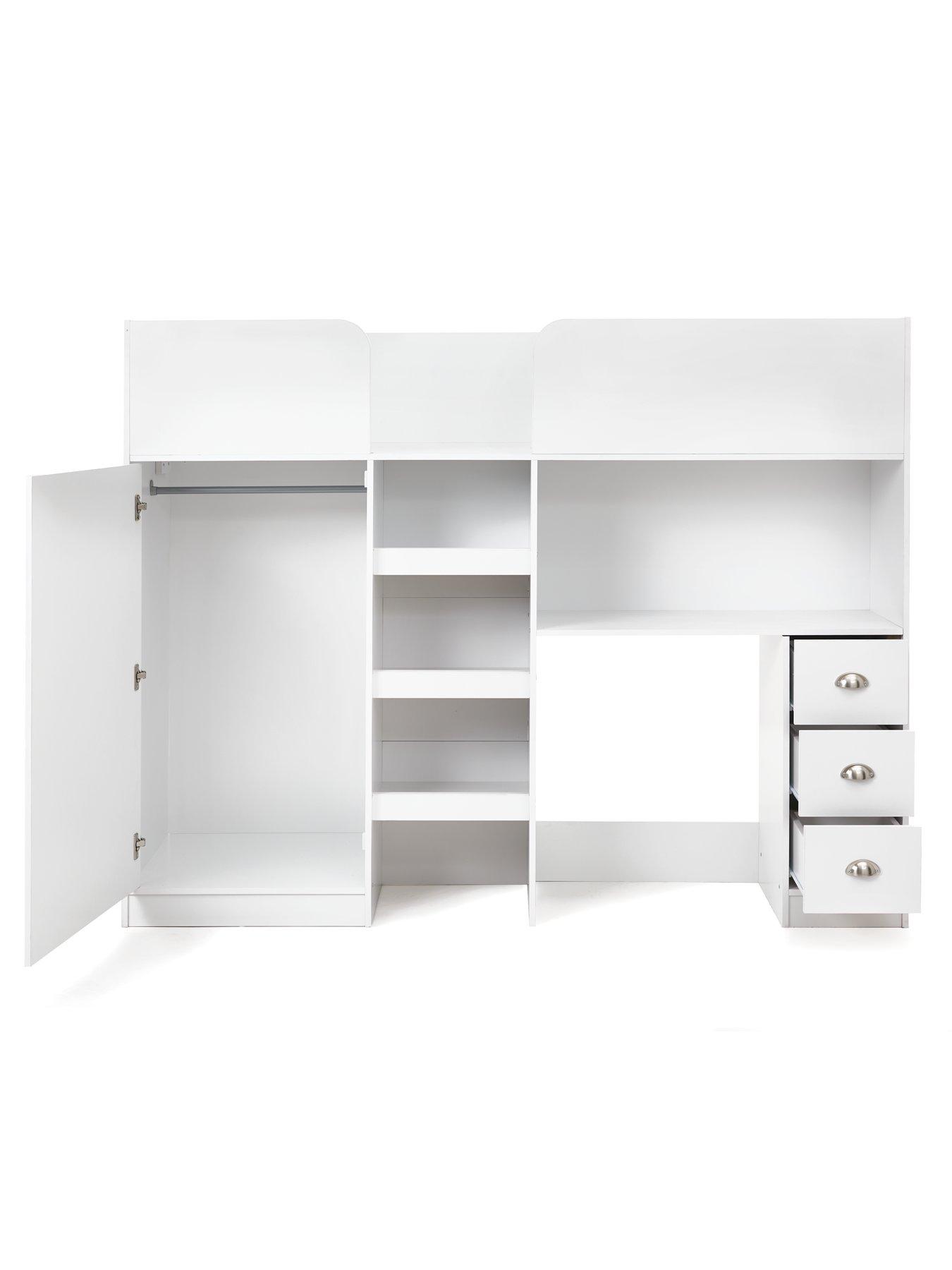 Very Home Atlanta High Sleeper with Desk, Drawers and Wardrobe with ...