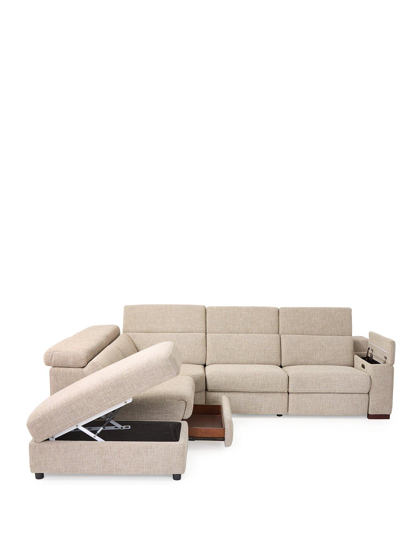 Very Home Detroit Fabric Left Hand Power Recliner Corner Group Sofa ...
