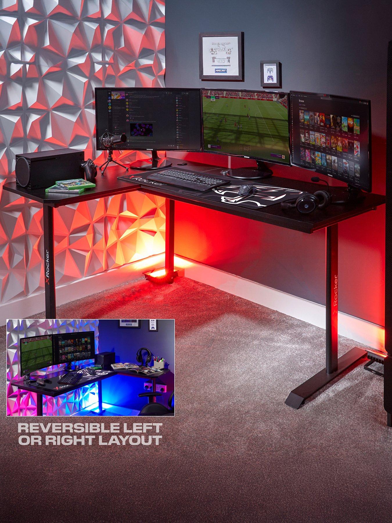X Rocker Panther XL REVERSIBLE Corner Sports Gaming Desk - Carbon Black ...