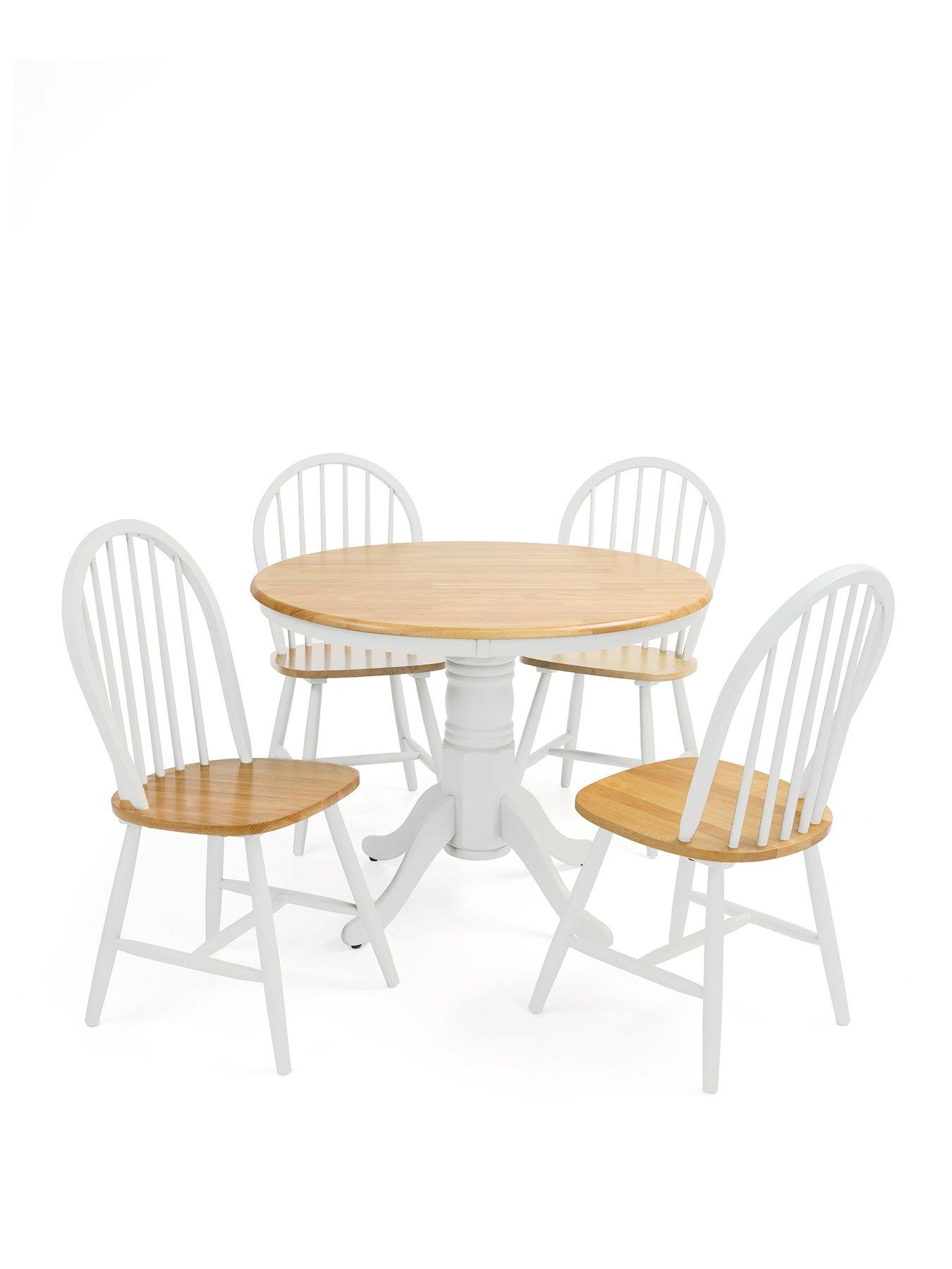 Very Home New Rubberwood Fixed Top 100 cm Kentucky Dining Table + 4 ...
