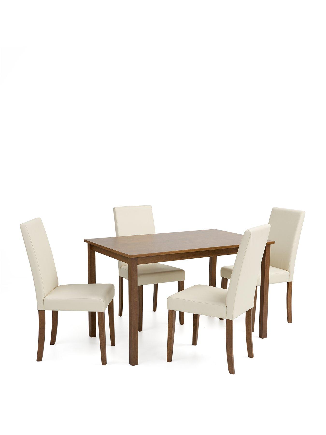 Very Home Primo 120 cm Dining Table + 4 Faux Leather Chairs - Dark Wood ...
