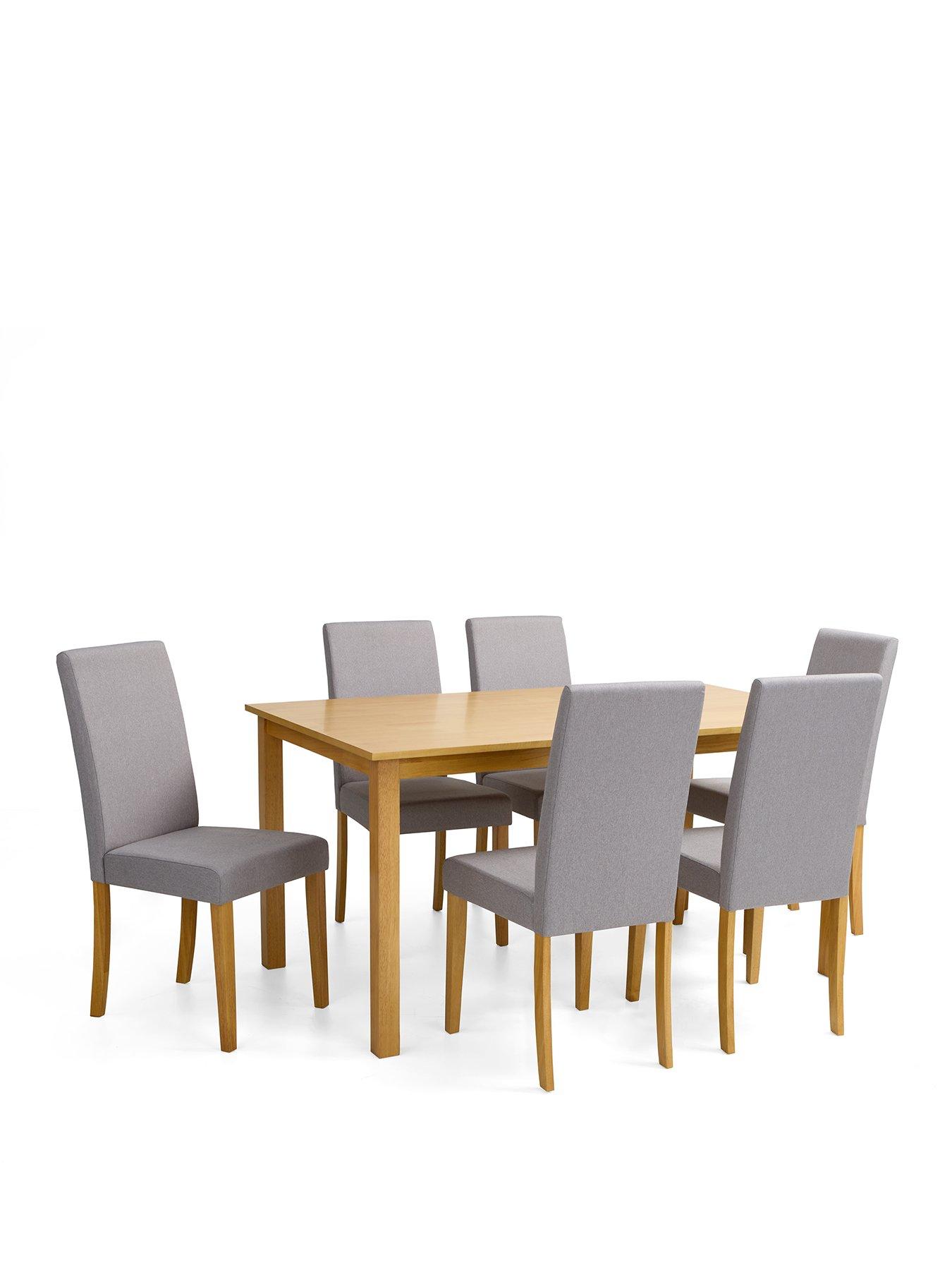 The Very Collection Primo 150 cm Dining Table + 6 Fabric Chairs - Wood ...