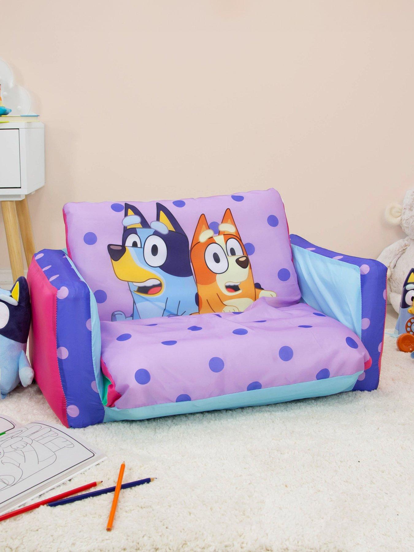 Bluey Flip Out Mini Sofa - 2 in 1 kids inflatable sofa and lounger ...