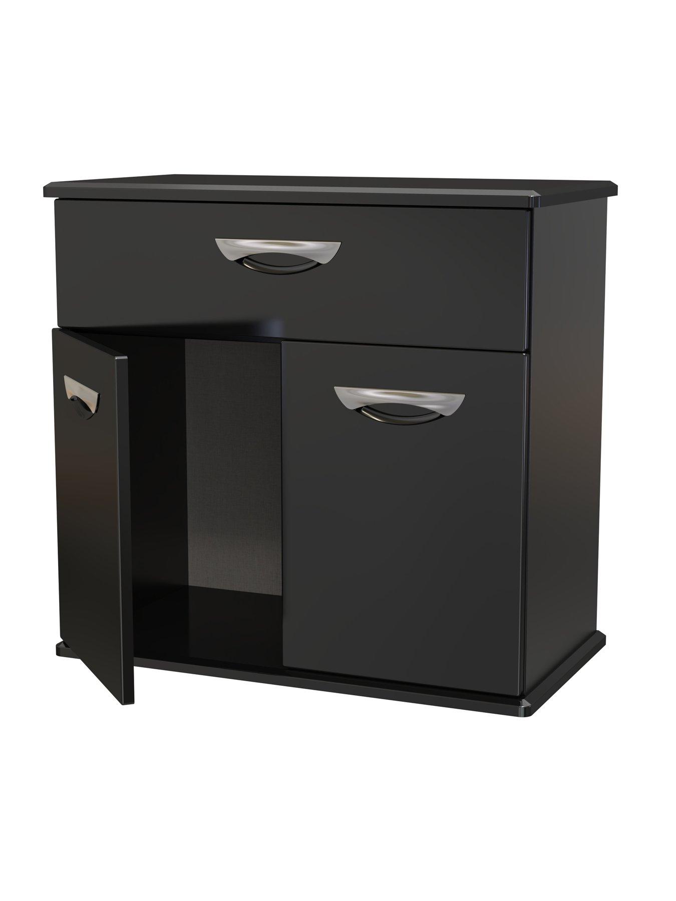 SWIFT Neptune Ready Assembled High Gloss Compact Sideboard - Black ...