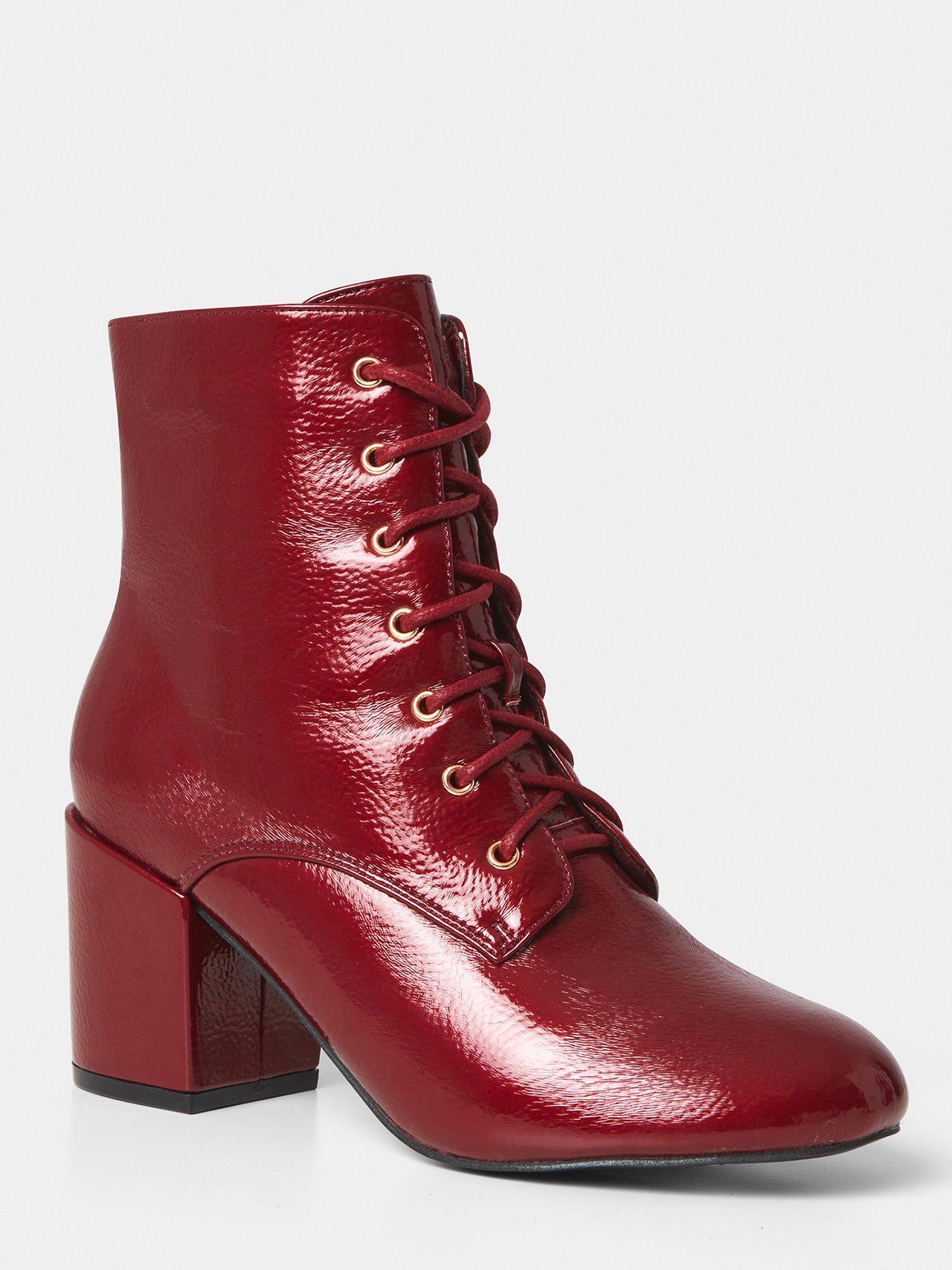 Joe Browns Lace Up Heeled Ankle Boot - Red | littlewoods.com
