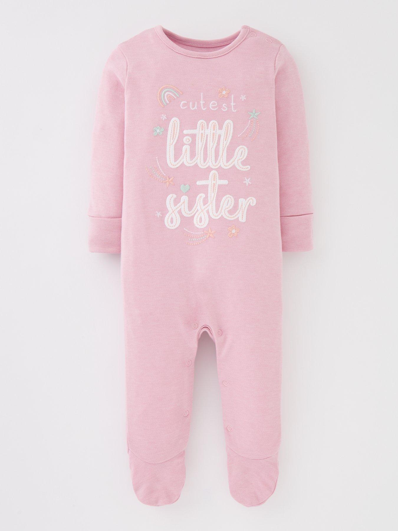 Mini V by Very Baby Girl Cutest Little Sister Sleepsuit - Pink ...