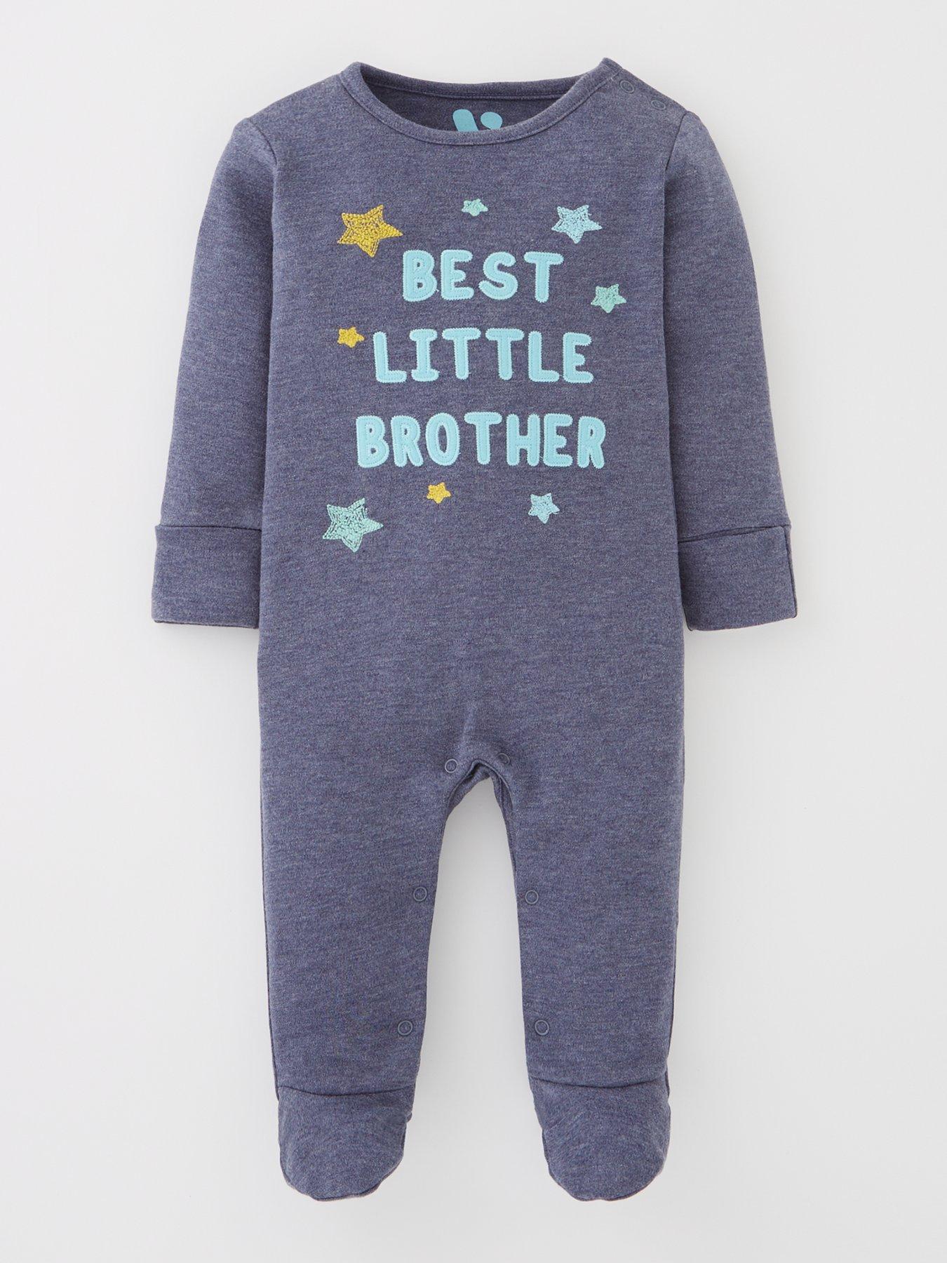 Mini V by Very Baby Boy Best Little Brother Sleepsuit - Navy ...