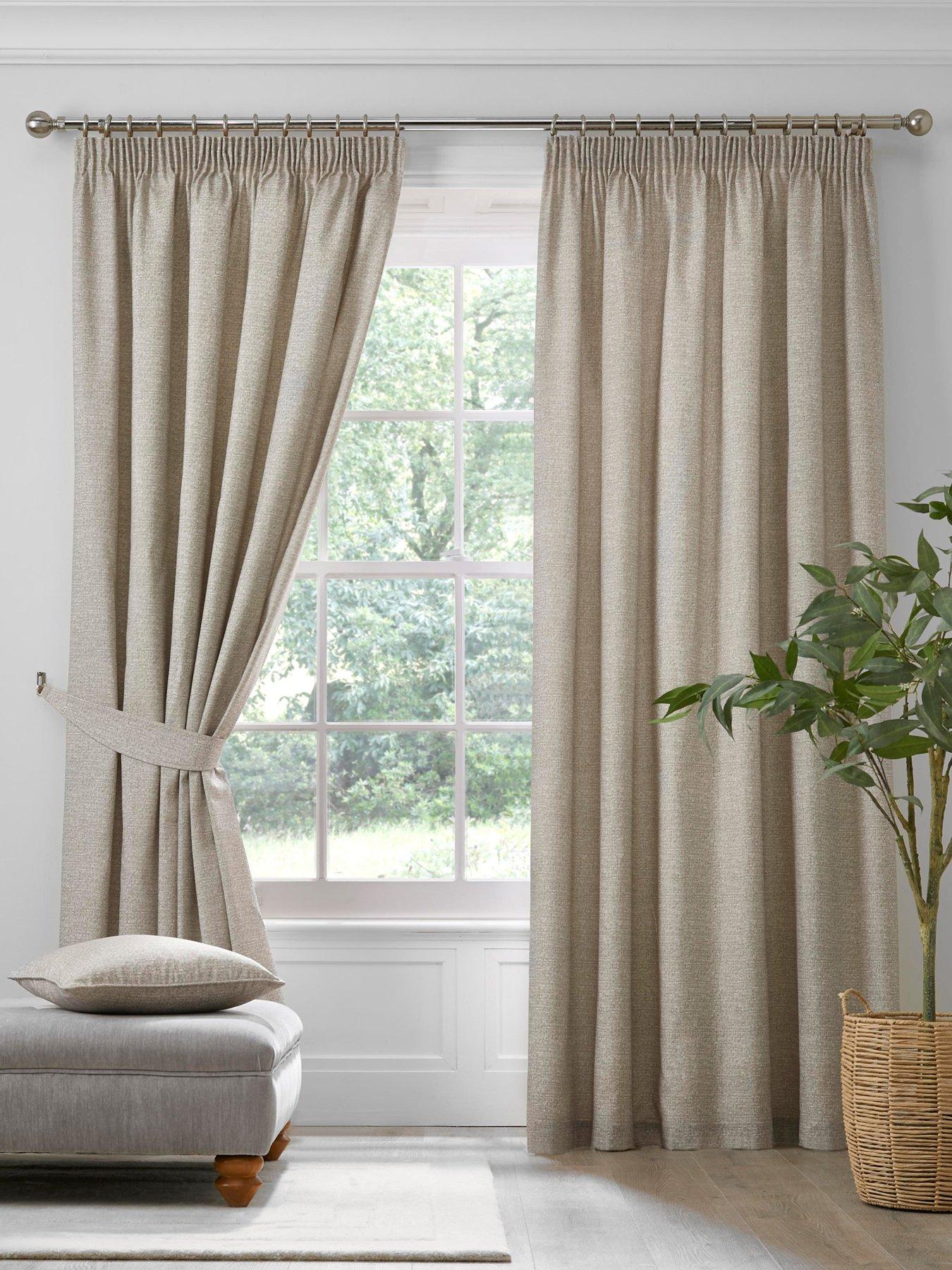 Dreams & Drapes Super Thermal Brushed Pleated Curtains - Natural ...