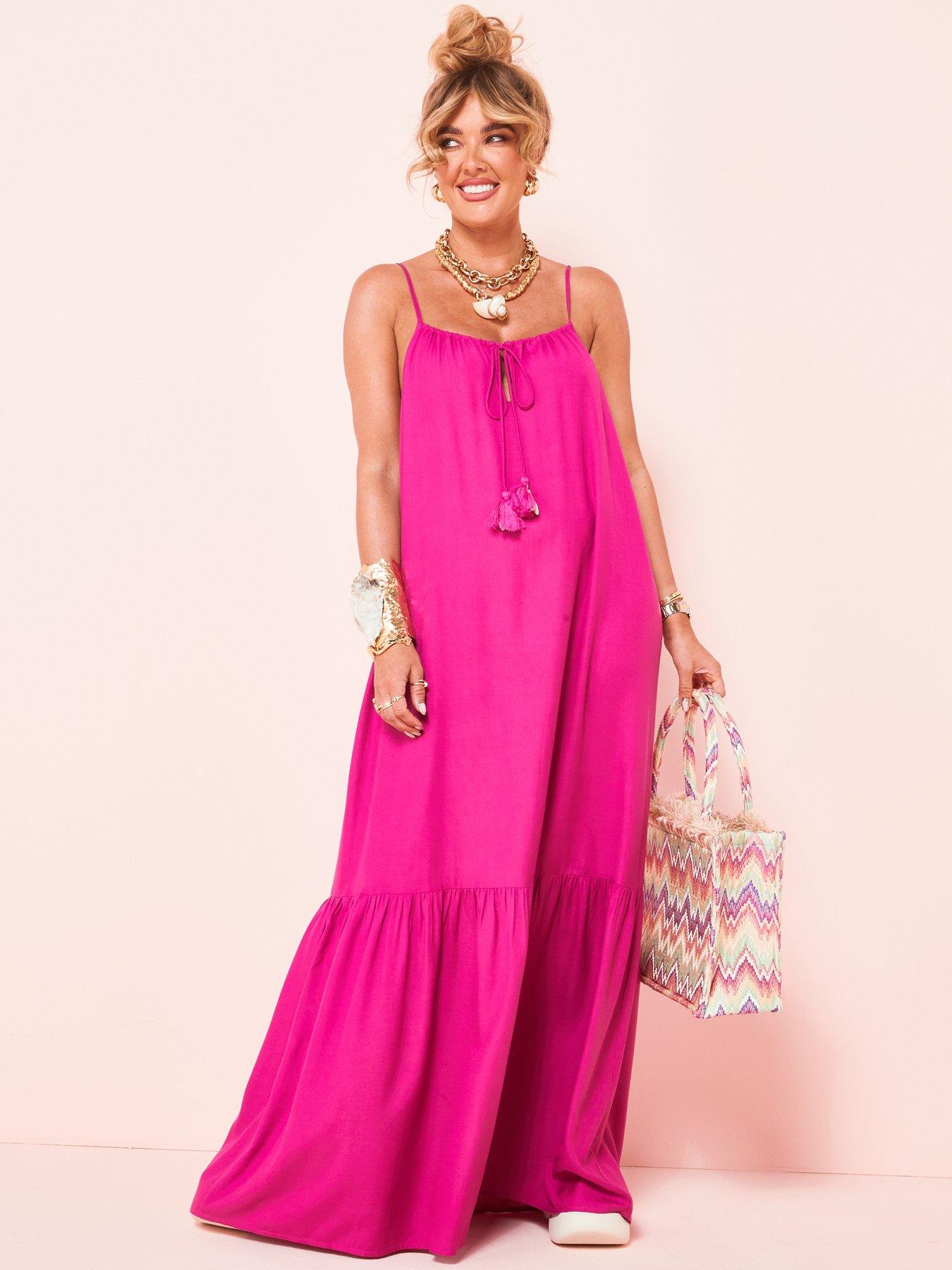 V by Very X Tara Maynard Strappy Tassel Detail Beach Maxi Dress - Pink ...
