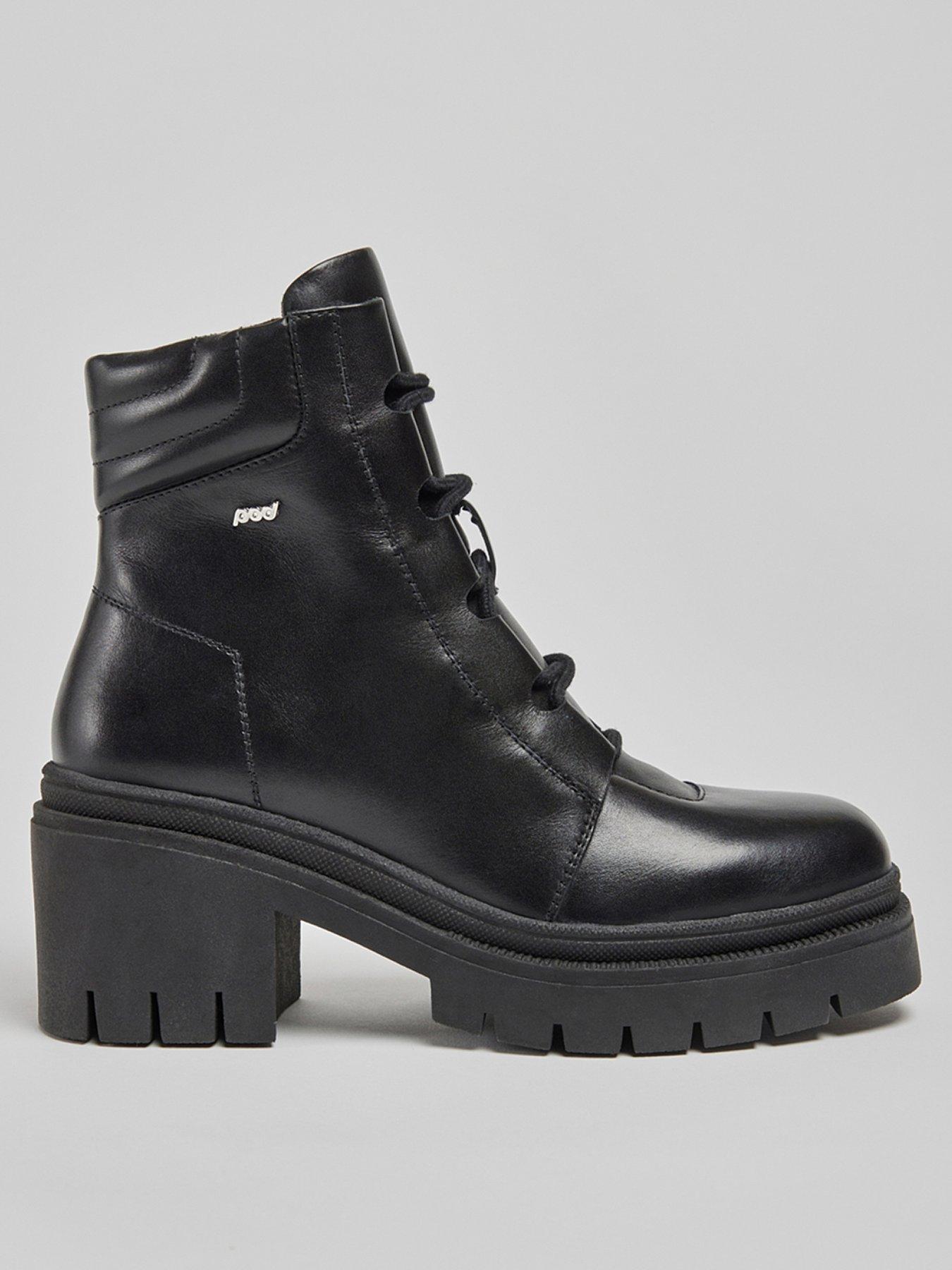 Pod Winona Leather Lace Up Ankle Boots - Black | littlewoods.com