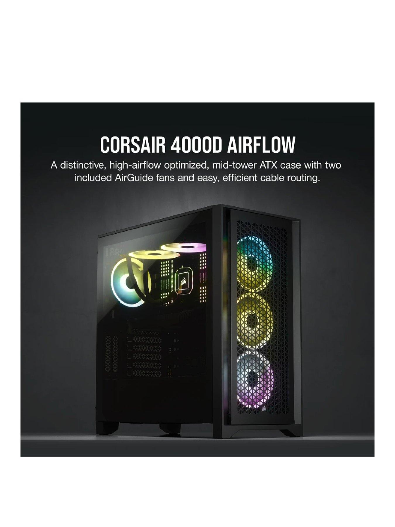CORSAIR 4000D Airflow Tempered Glass Mid-Tower, Black | Littlewoods
