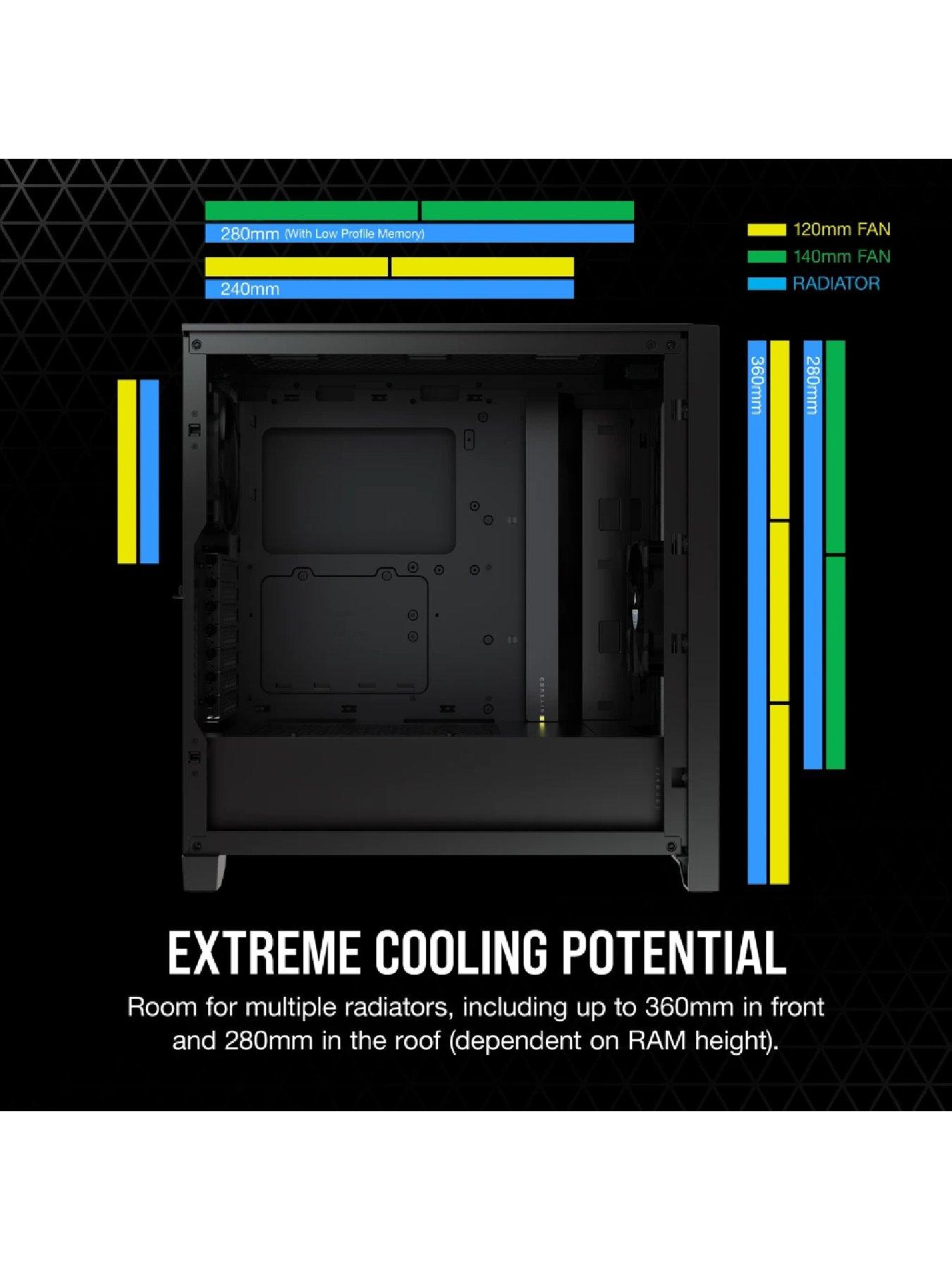 CORSAIR 4000D Airflow Tempered Glass Mid-Tower, Black | Littlewoods